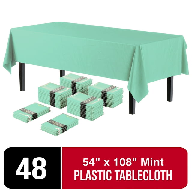 Exquisite 54" x 108" Mint Disposable Tablecloths - Rectangle Plastic ...