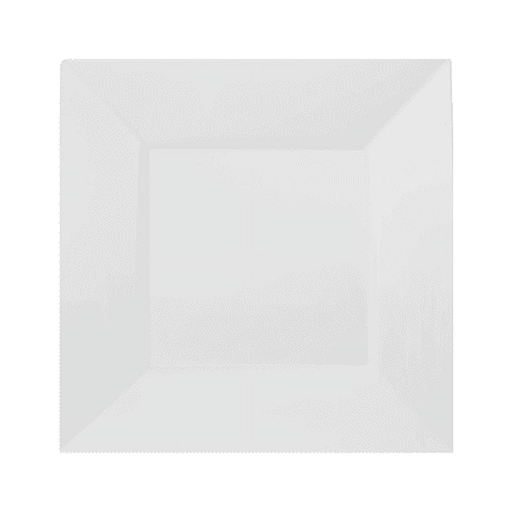 Exquisite Disposable Square Dessert Plastic Plates, 6.5" White, 40 Pack ...