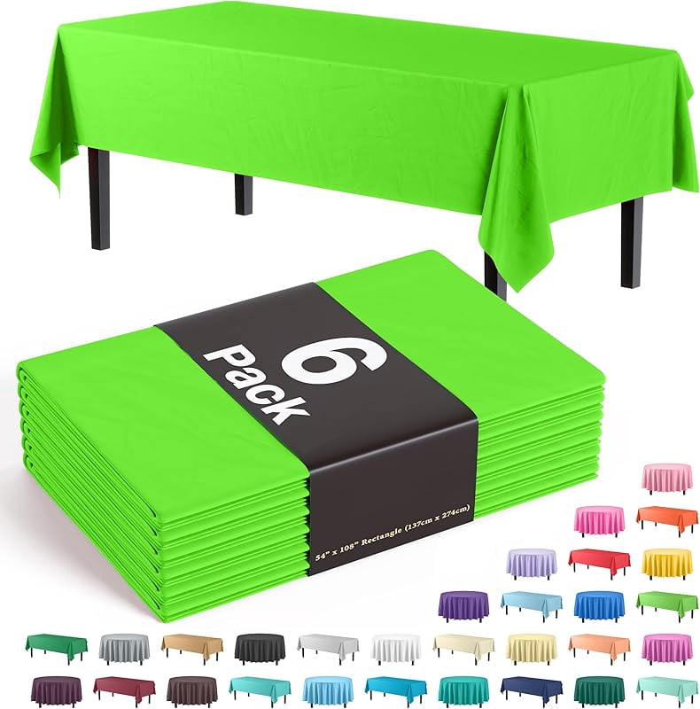 Exquisite 6-Pack Premium Plastic Tablecloth 54in. x 108in. Rectangle ...