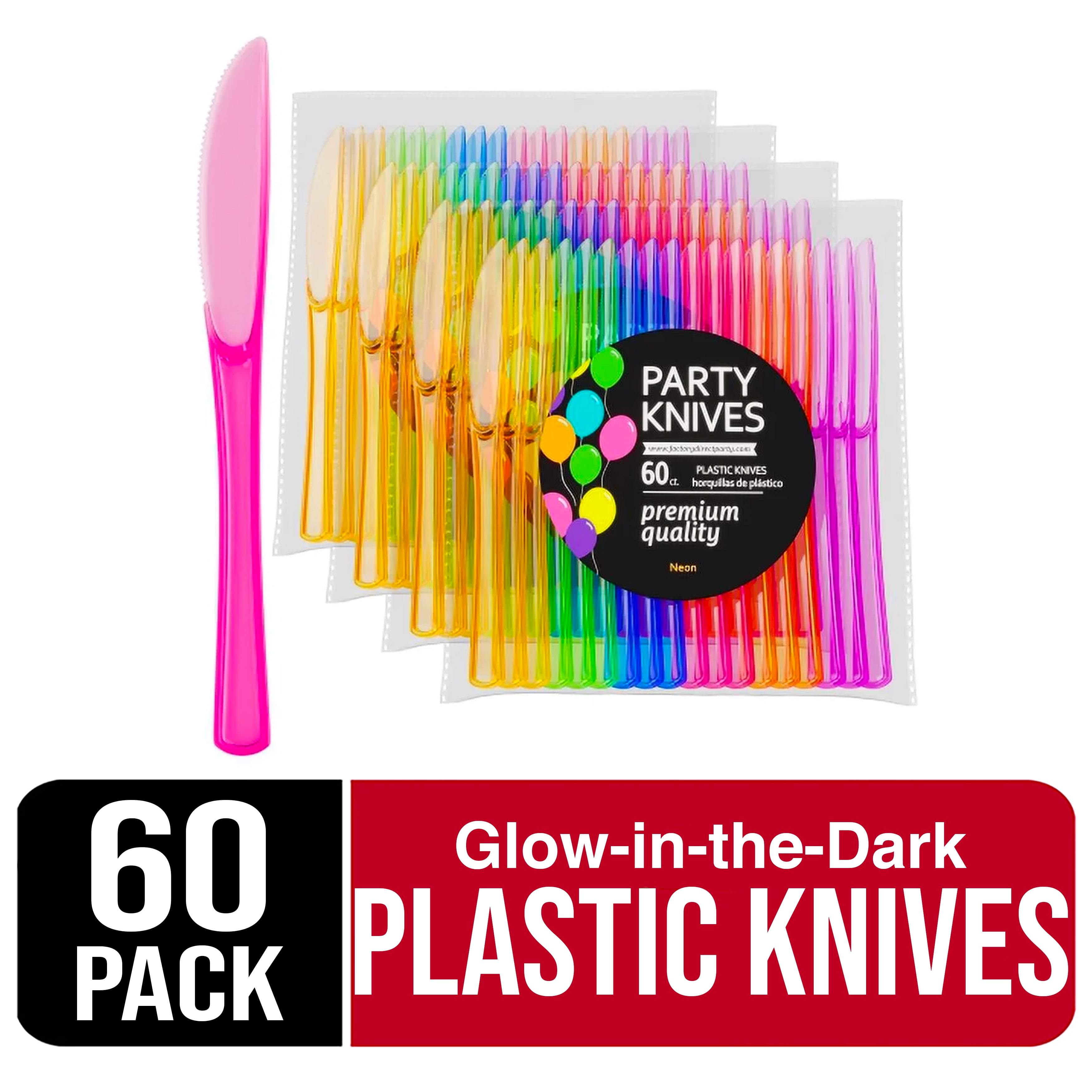 Exquisite 60-Pack Glow-in-the-Dark Black Light Heavy Duty Neon Plastic ...