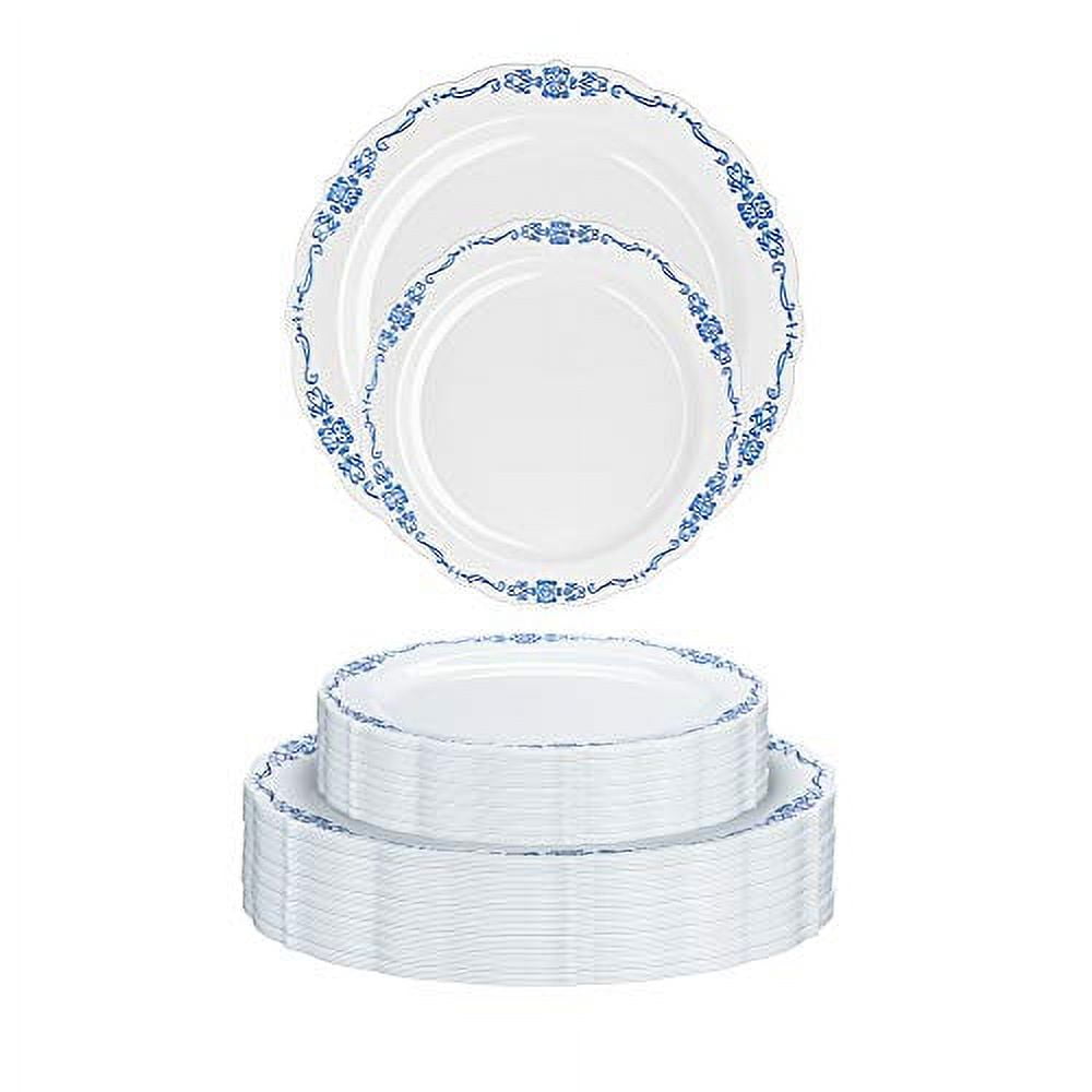 Exquisite 60 Pcs Disposable Plastic Plates | Victorian Design Premium ...