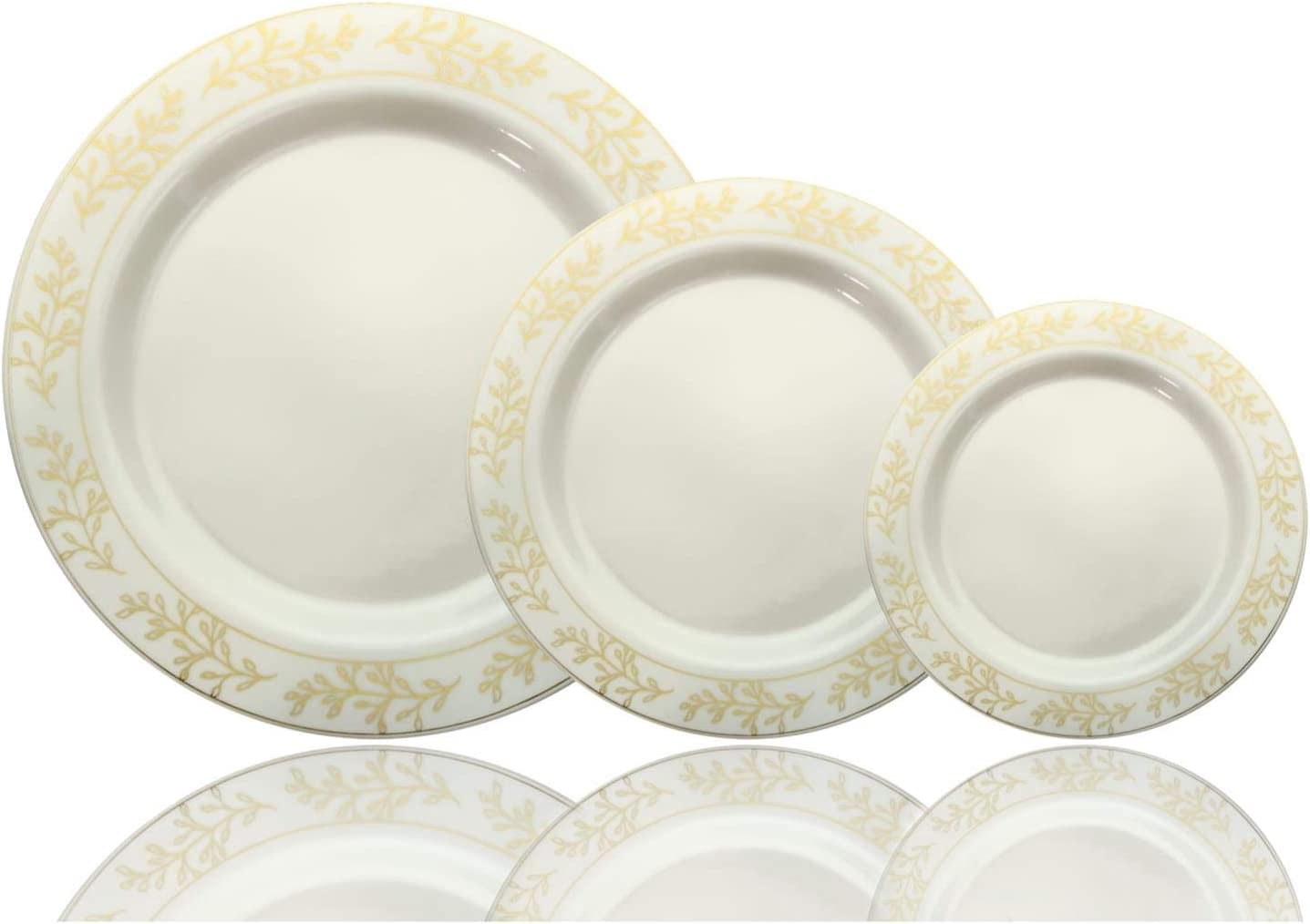 Exquisite 60 x 9" inch Pieces Premium Disposable Plastic Plates Set The ...