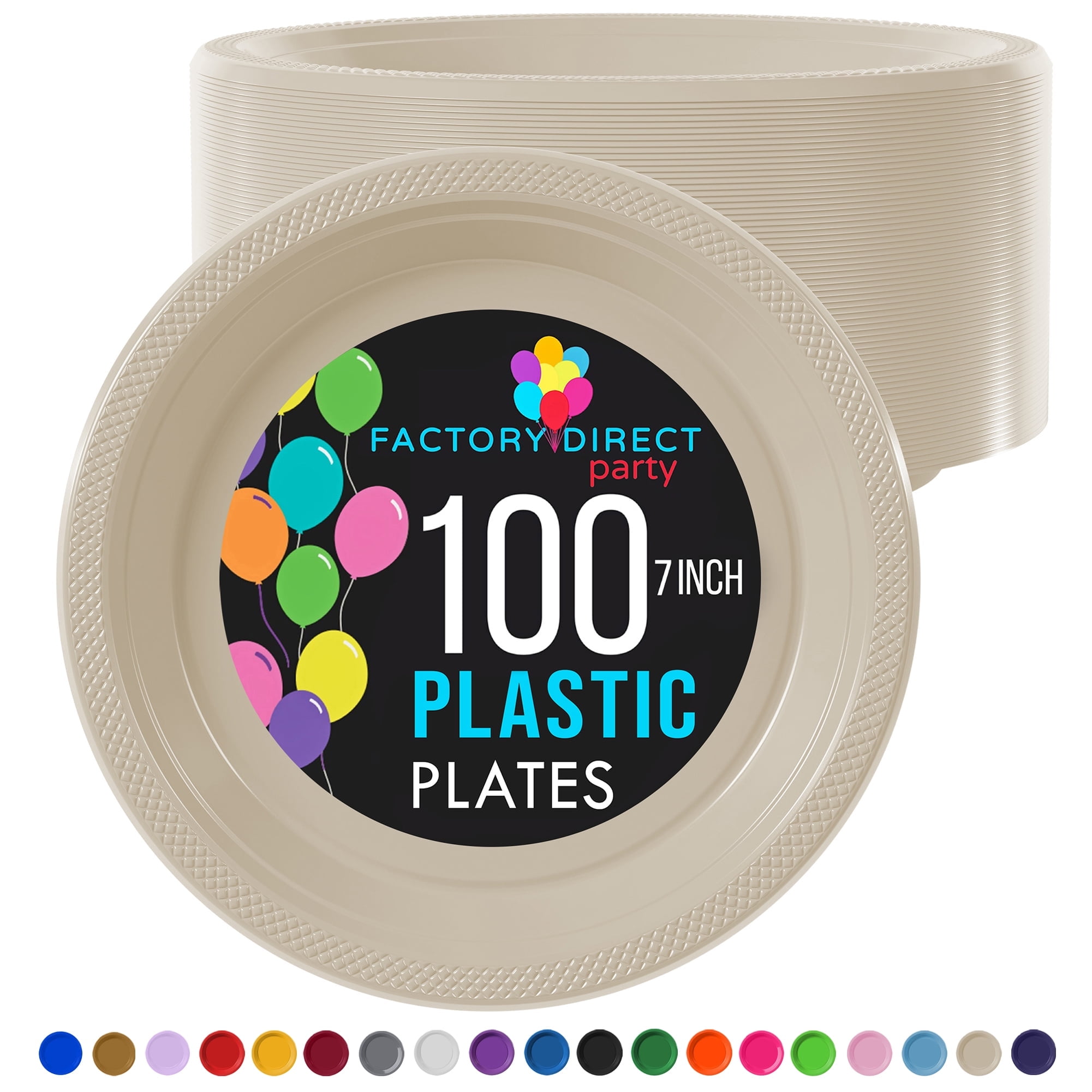 Exquisite 7" Disposable Plates - 100 Count Party Plastic Plates - Ivory ...