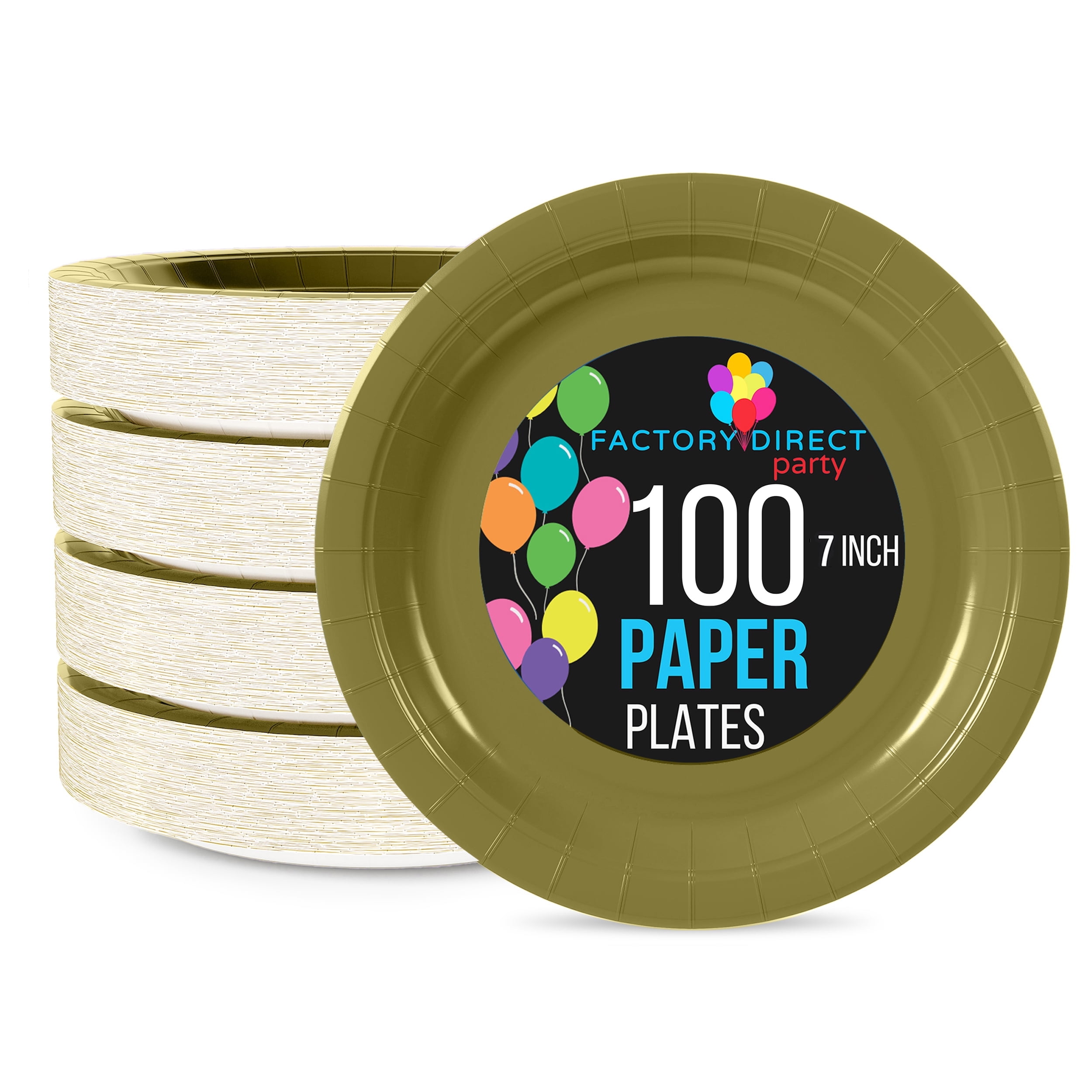 Exquisite 7 In. Dark Gold Paper Plates | 100 Count - Walmart.com