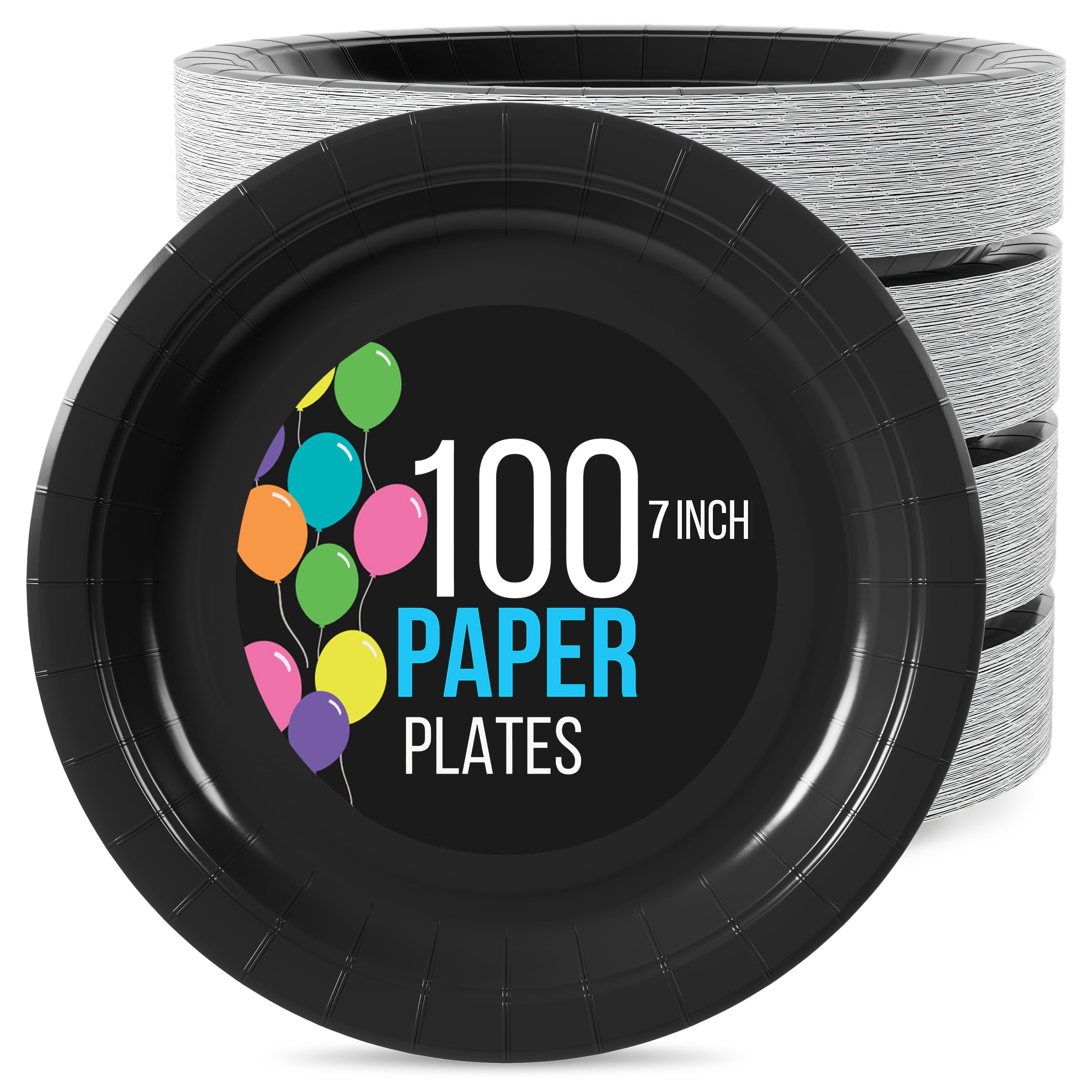 "Exquisite Premium Strong 7"" Black Paper Plates - Bulk Pack of 100 ...