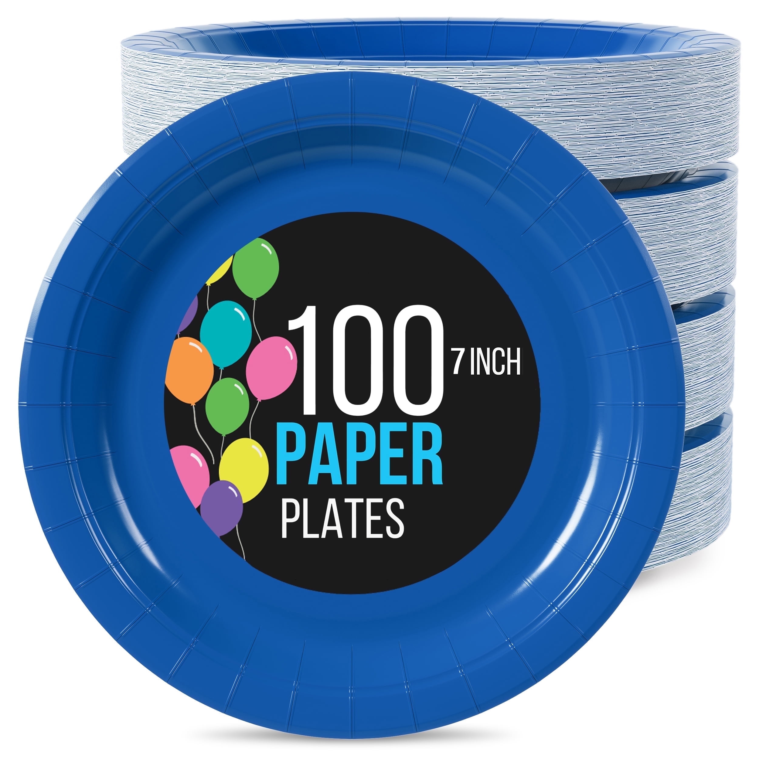 Exquisite Bulk Pack of 100 Disposable 7" Dark Blue Paper Plates for ...