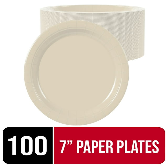 Exquisite 7" Paper Plates - 100 Disposable Plates - Ivory - Walmart.com