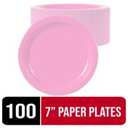 Way to Celebrate! Cheerful Pink Paper Dinner Plates, 9in, 10ct ...
