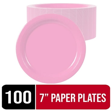 Way to Celebrate! Cheerful Pink Paper Dinner Plates, 9in, 10ct ...