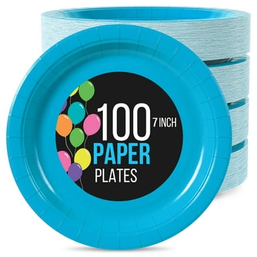 Exquisite 9" Paper Plates - 100 Disposable Plates - Light Blue ...