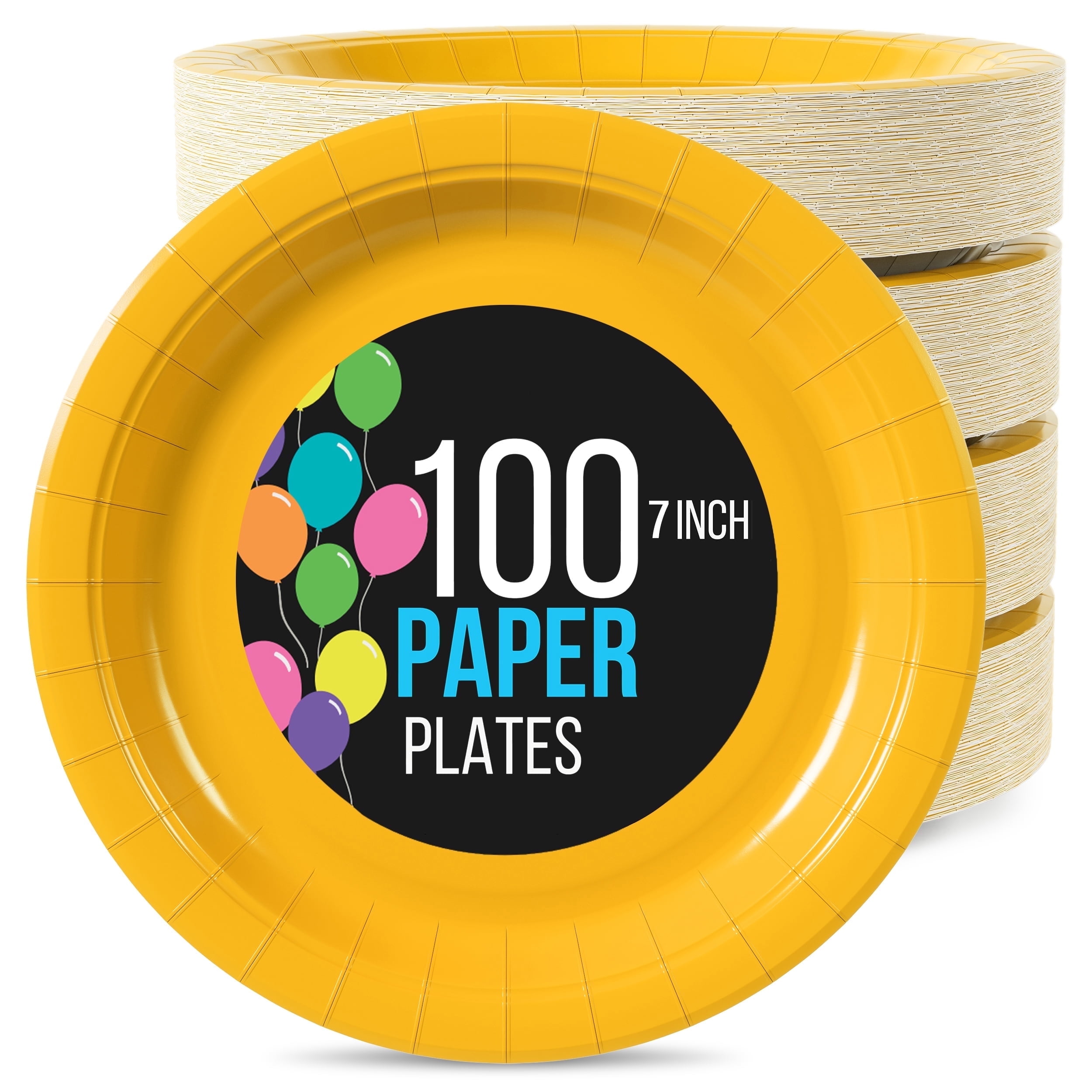 Exquisite 7" Paper Plates - 100 Disposable Plates - Yellow - Walmart.com