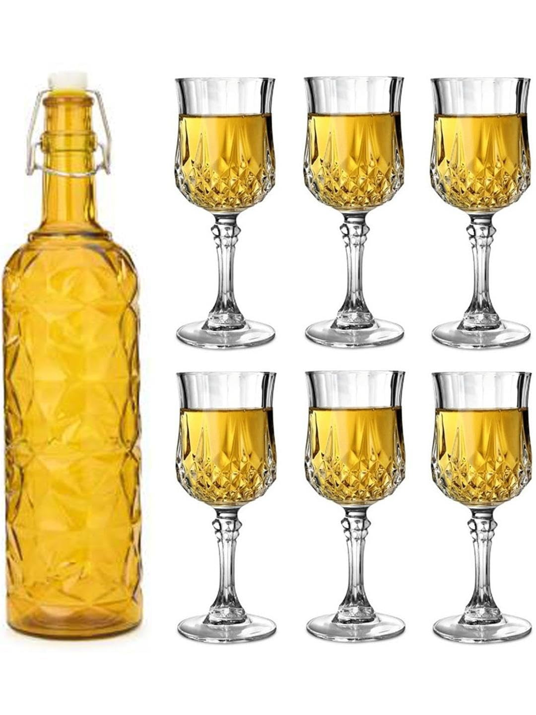 Exquisite 7 Piece Beverage Glass Serving Set with Featuring 1 Elegant ...