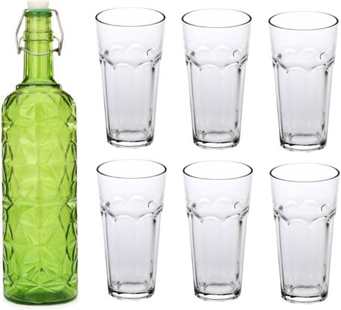 Exquisite 7 Piece Beverage Glass Serving Set with Featuring Elegant ...