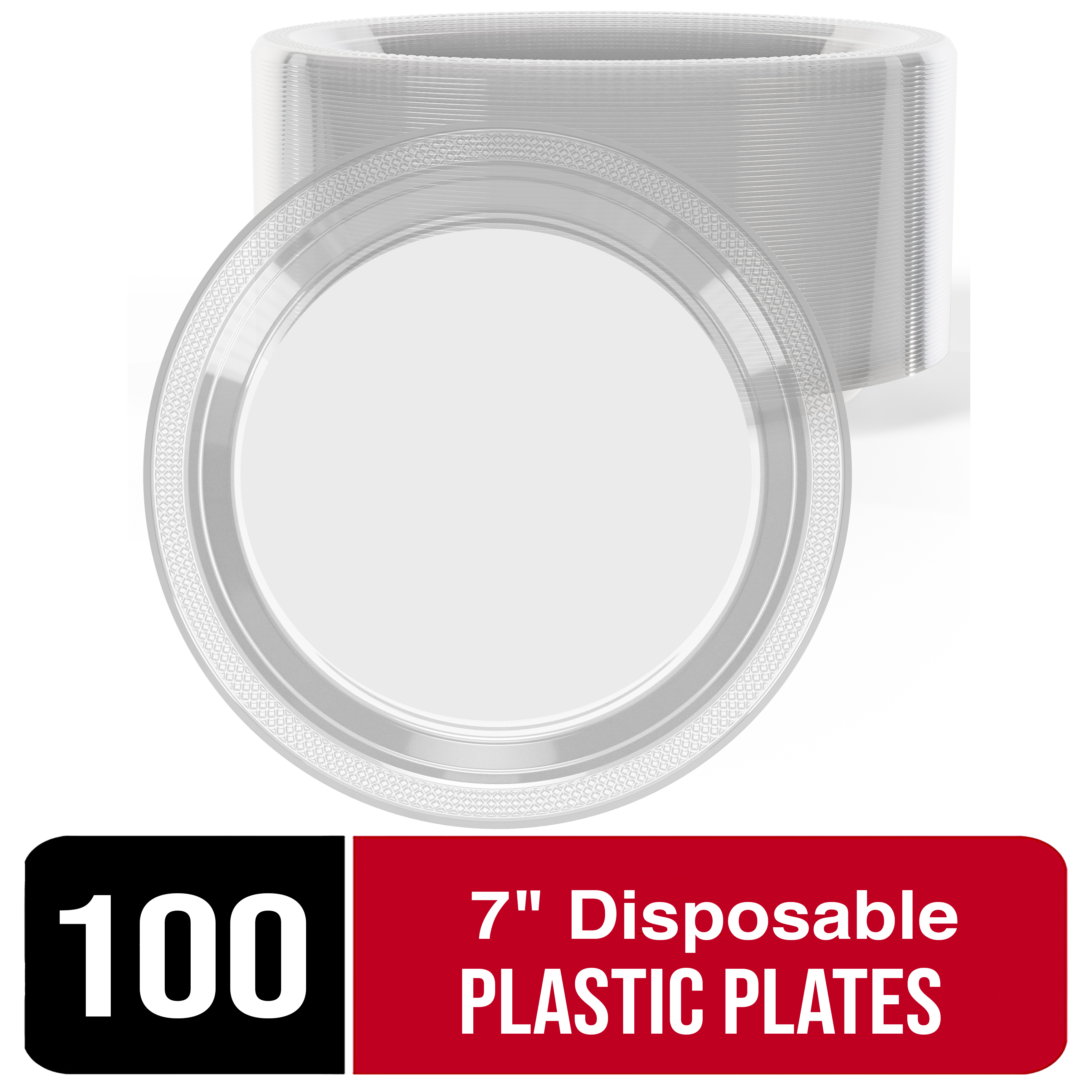 (48 PACK) EcoQuality 13" inch Round Clear Plastic Charger Plates with ...