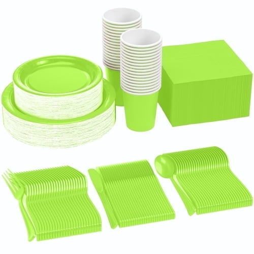 Exquisite 700 Party Pack Lime Green Paper Plate Cup Combo - Walmart.com