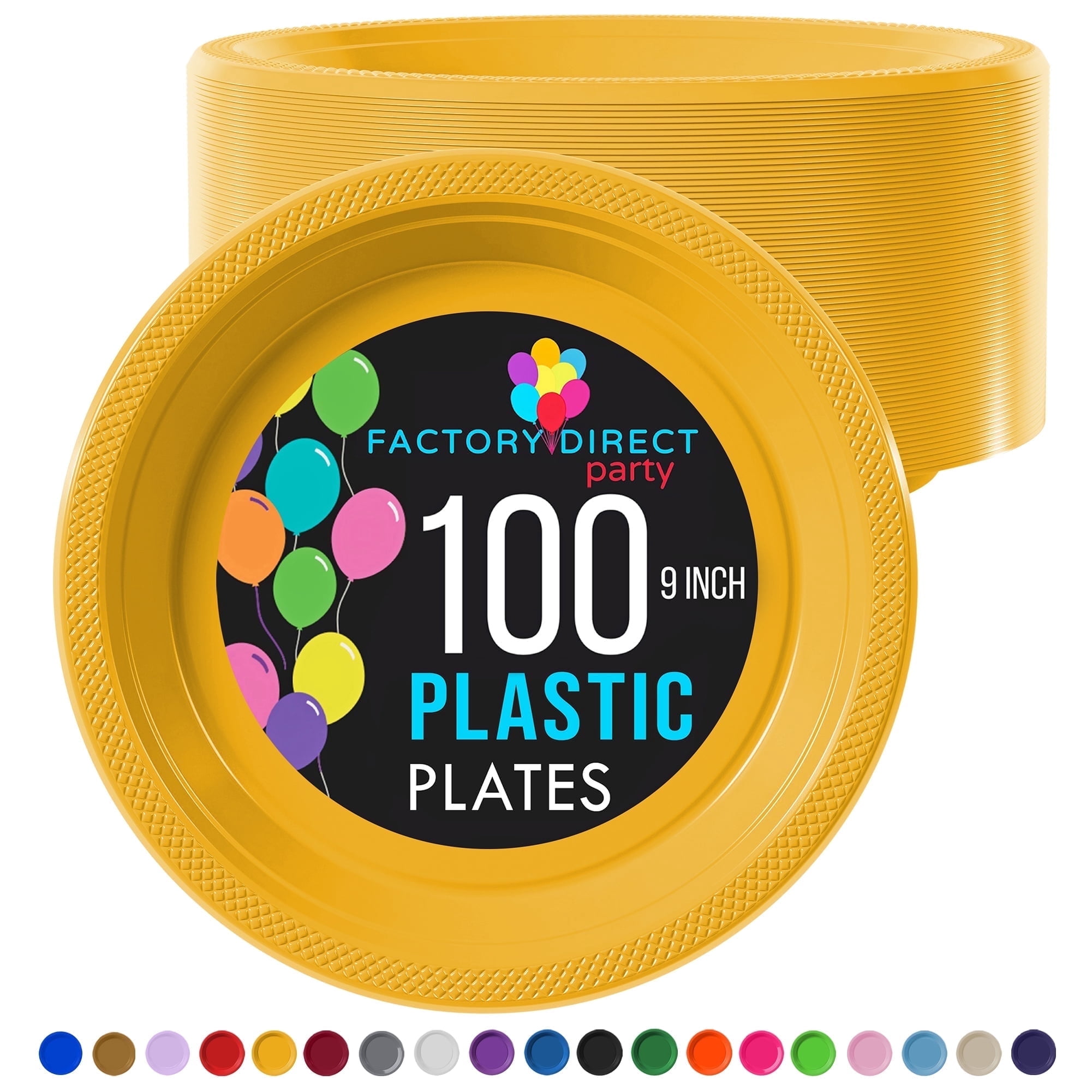 Exquisite 9" Yellow Disposable Party Plates, 100ct, Heavy Duty 350 GSM ...