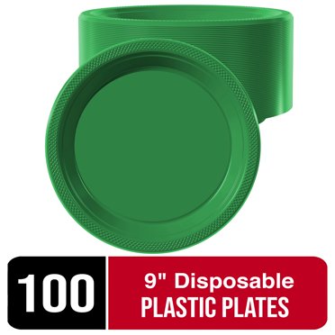 Prestee 50 Crystal Clear Plastic Plates | 9 Inch Disposable Plates ...