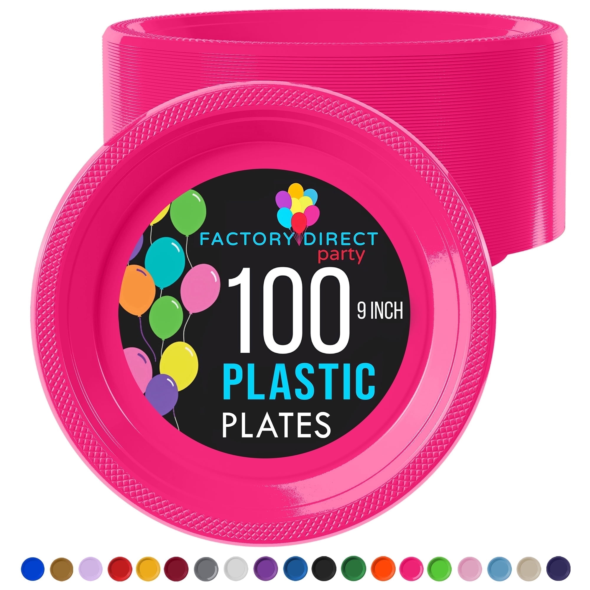 Exquisite Colored 9" Hot Pink Disposable Plates - 100 Count Party ...