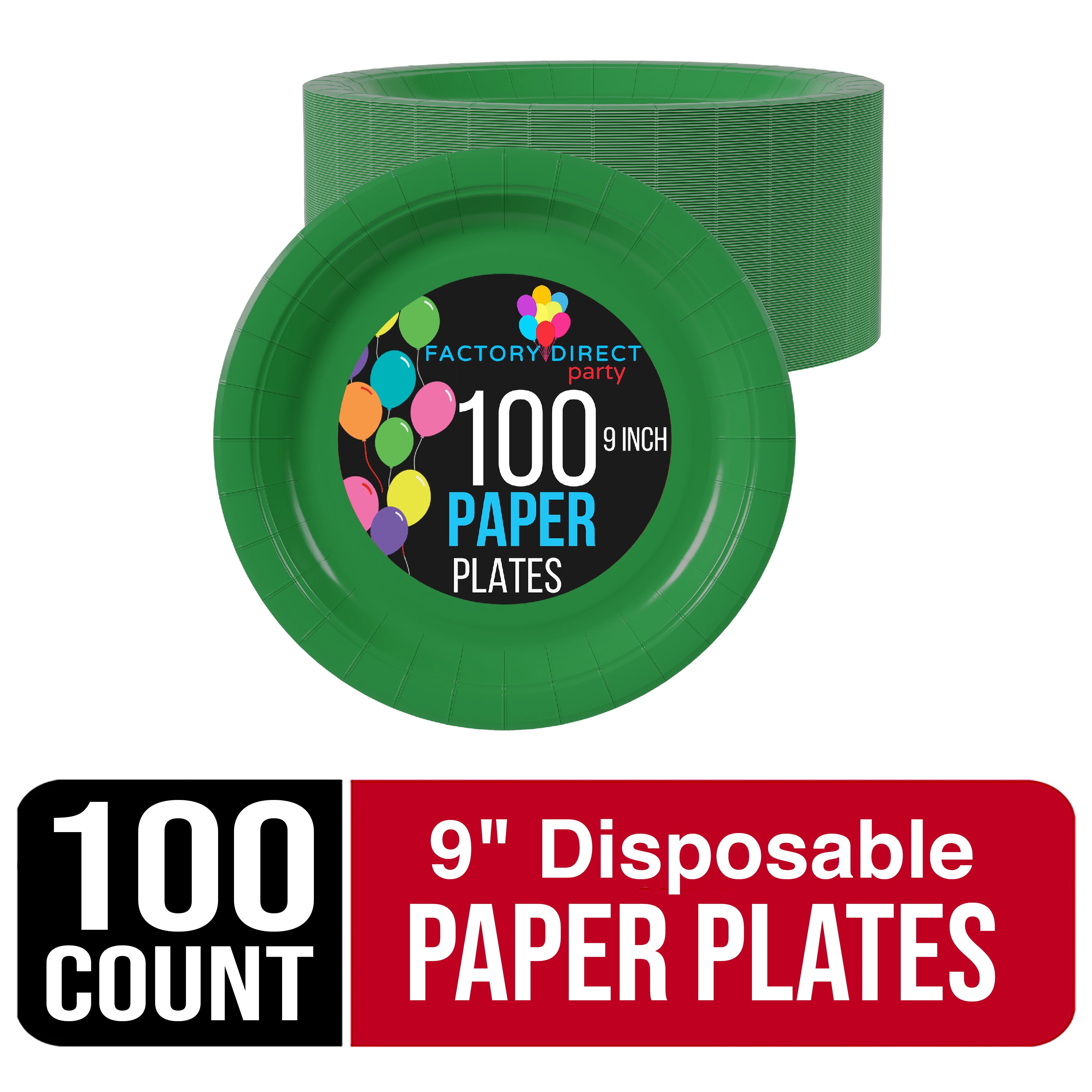 Exquisite 9" Paper Plates - 100 Disposable Plates - Emerald Green ...