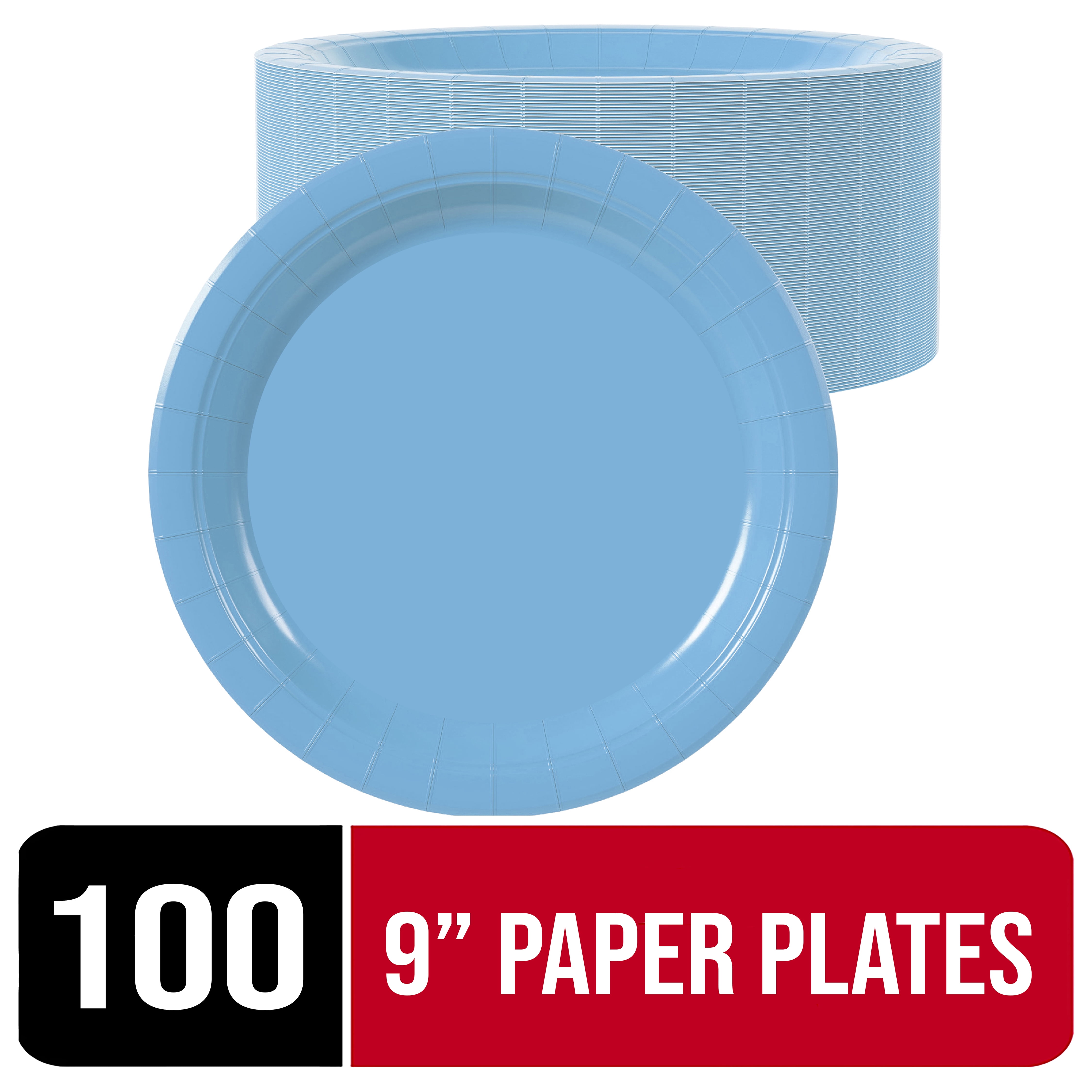 Exquisite 9" Paper Plates - 100 Disposable Plates - Light Blue ...