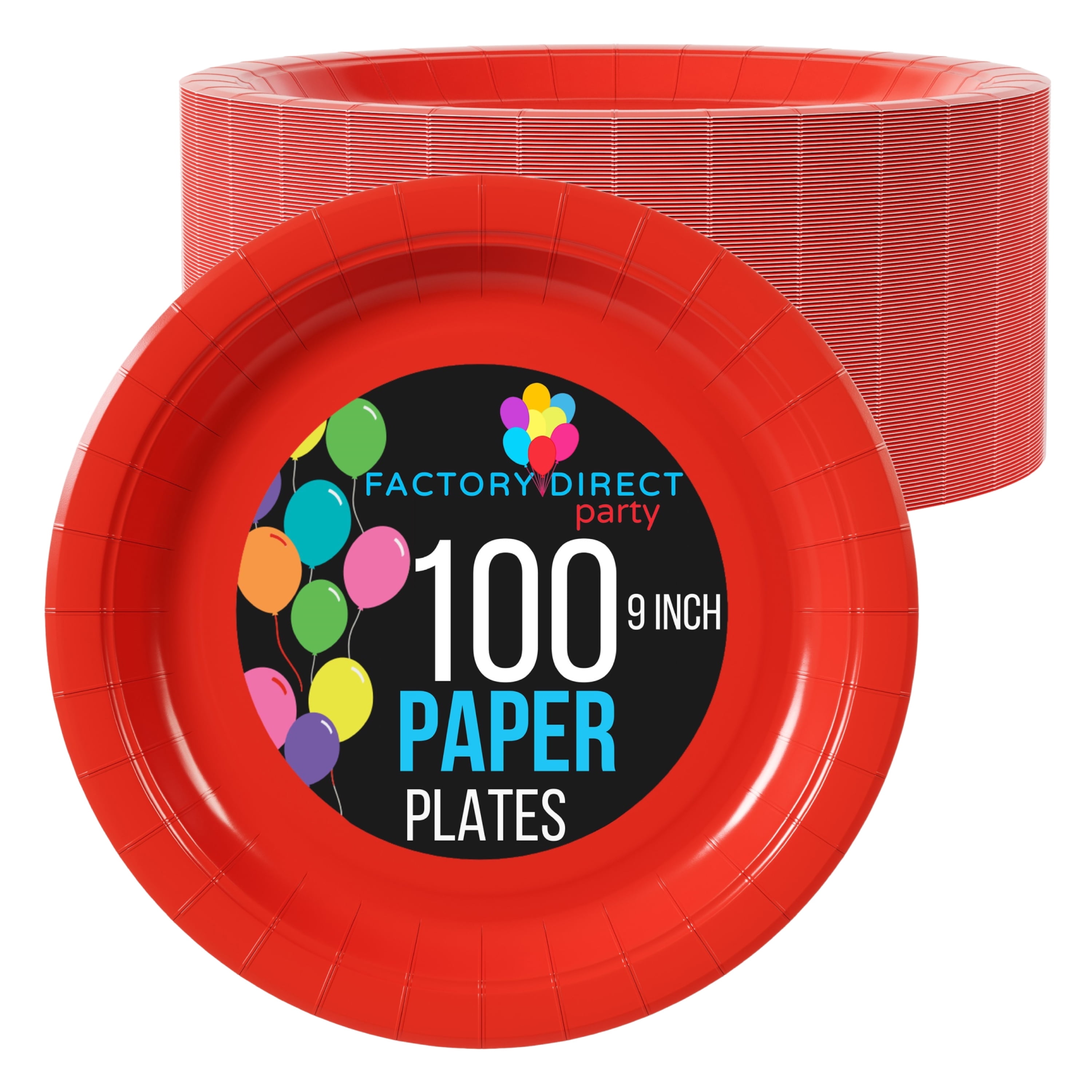 Exquisite 9" Paper Plates - 100 Disposable Plates - Red - Walmart.com