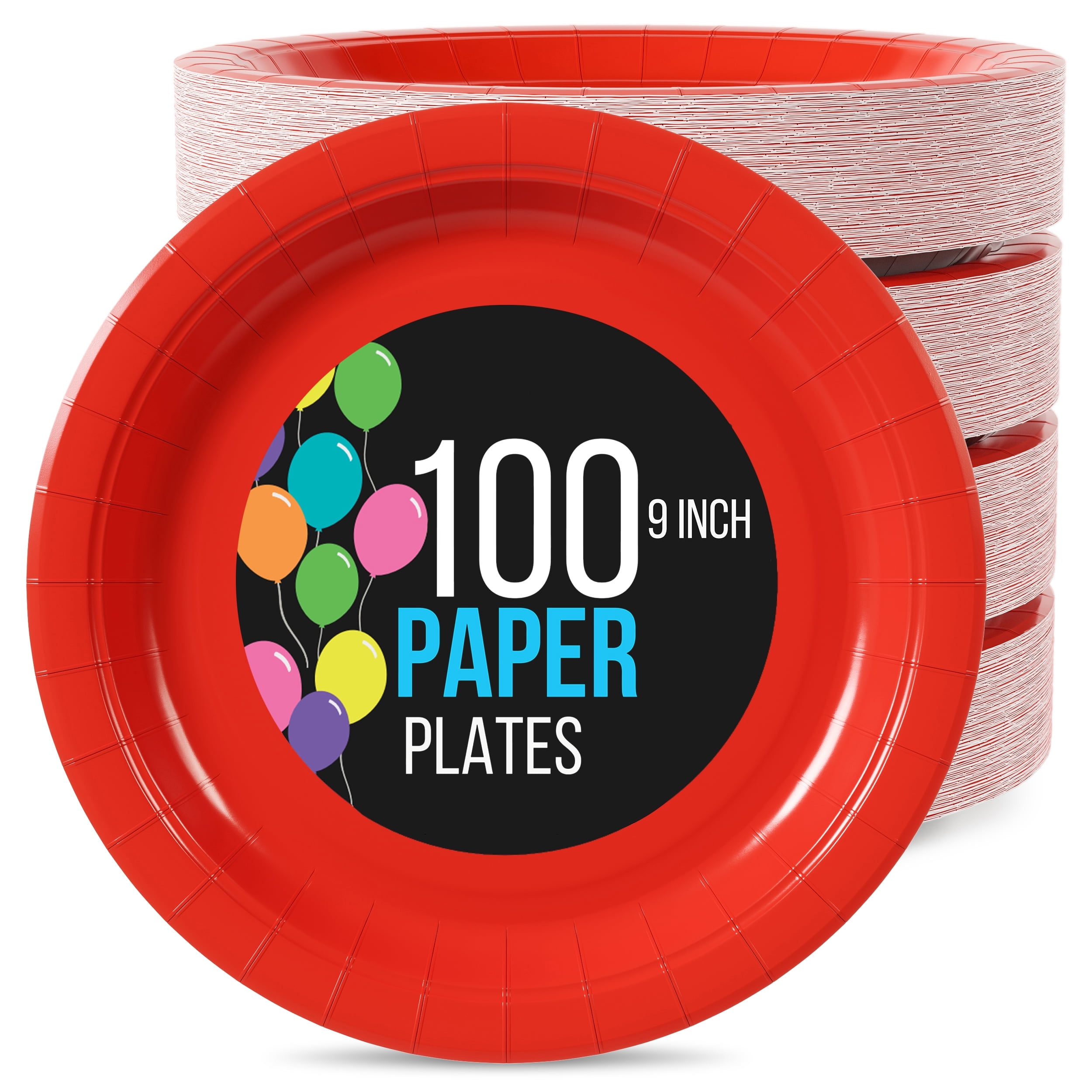 "Exquisite Premium Durable Red 9"" Paper Plates - Bulk Pack of 100 ...