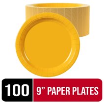 Paper Plates, 9 in, Yellow, 16ct - Walmart.com