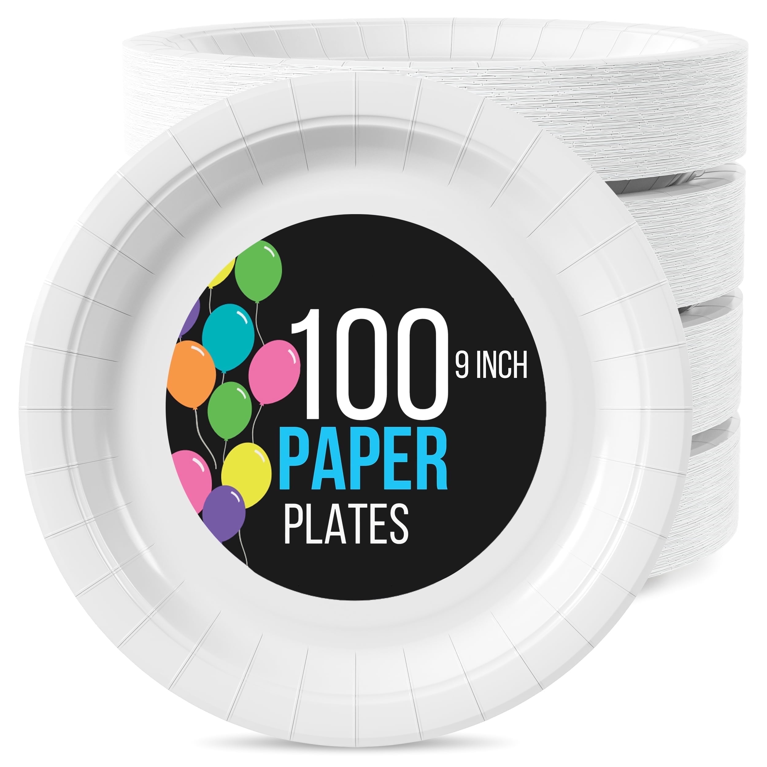 Exquisite 9" Paper Plates - 100 Disposable Plates - White - Walmart.com