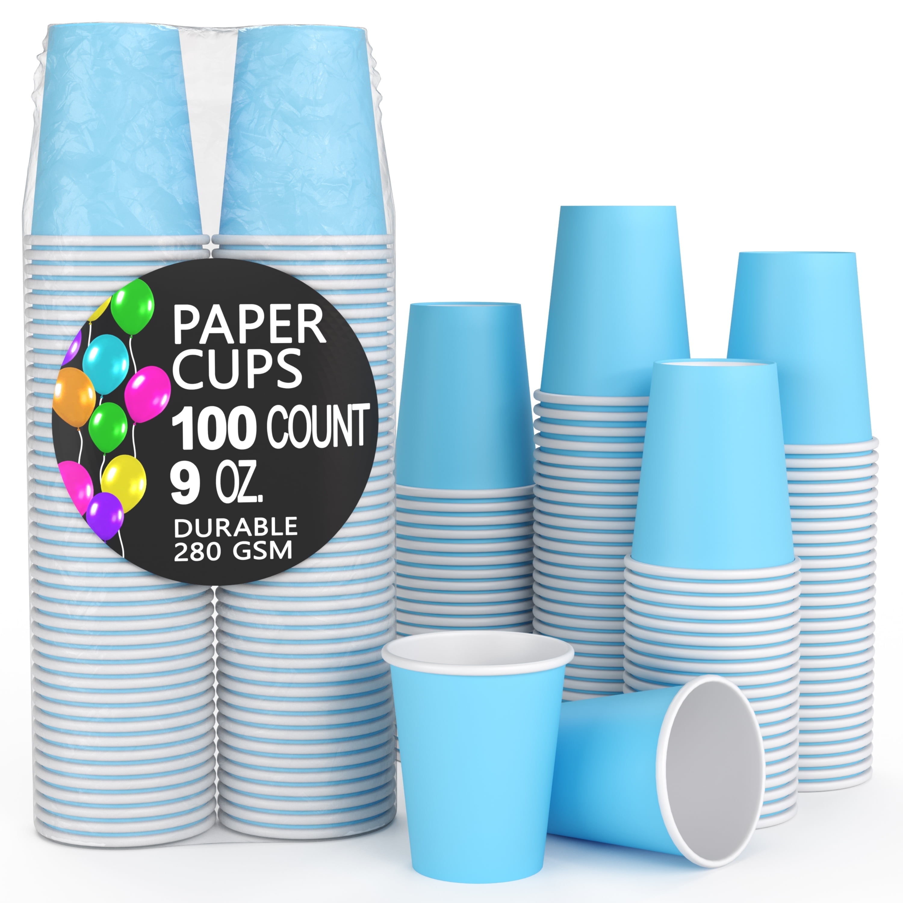 Exquisite 9 oz. Blue Disposable Paper Cups, 100 Count - Walmart.com
