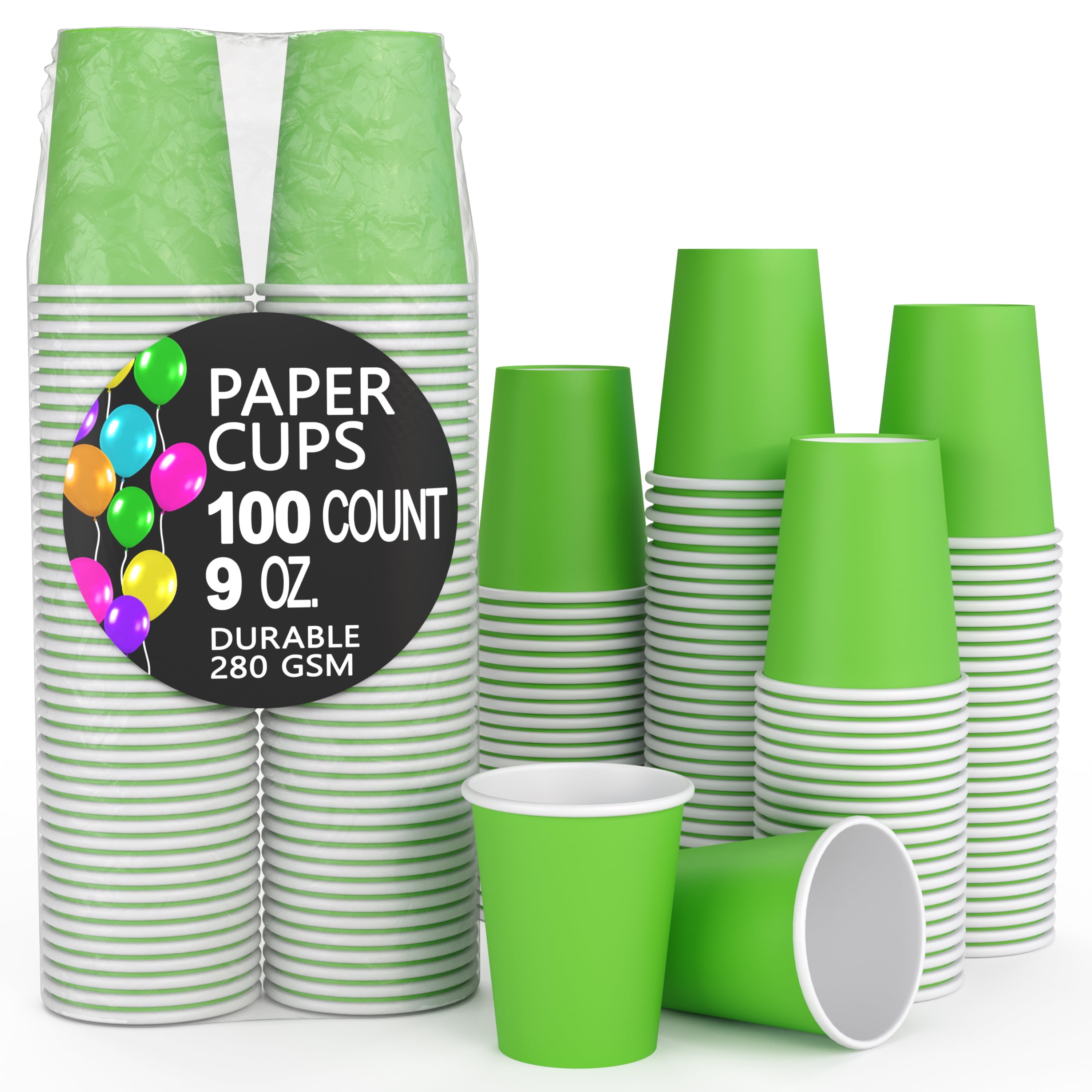 Exquisite 9 oz. Lime Green Paper Cups - 100 Disposable Cups - Walmart.com