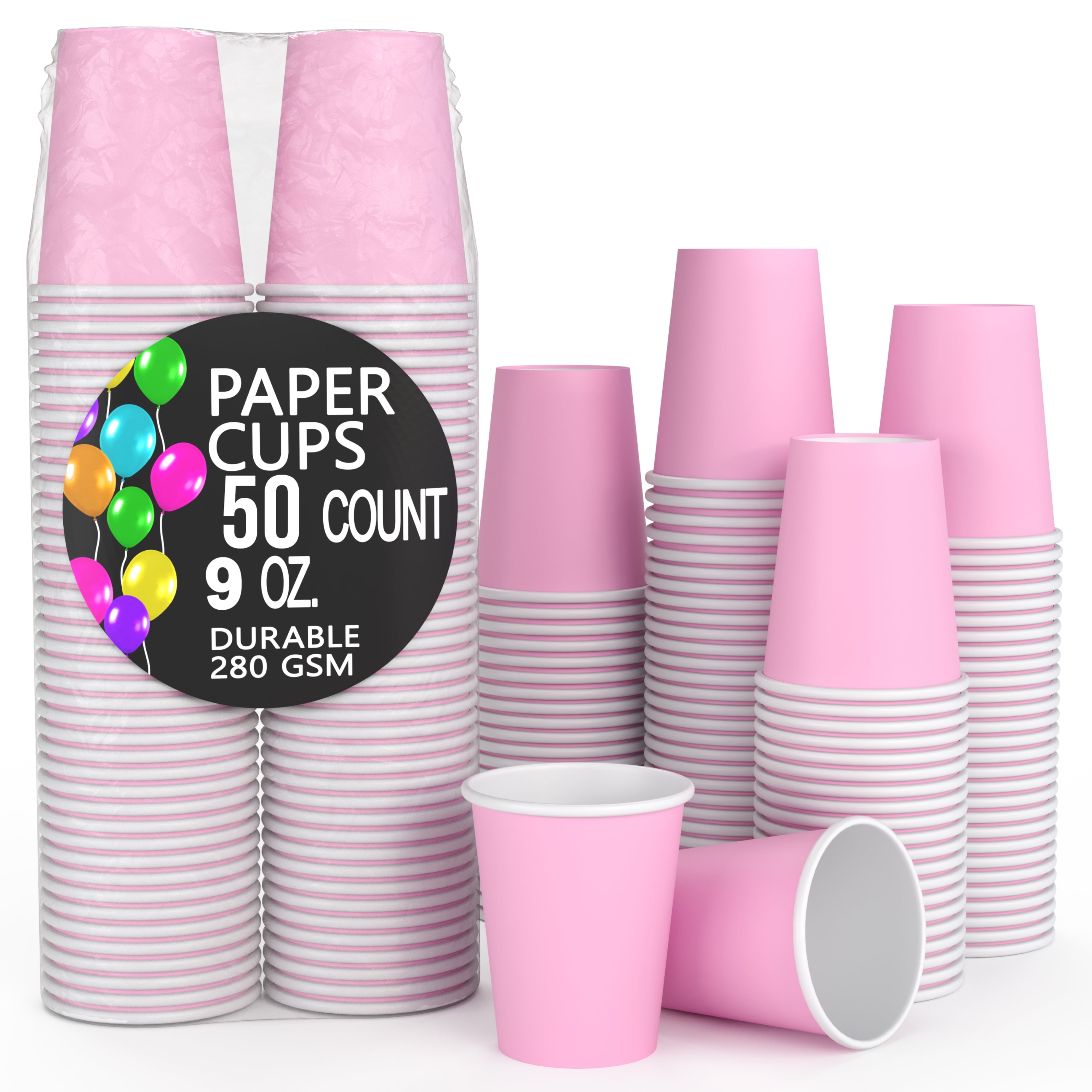 Exquisite 9 oz. Pink Disposable Paper Cups, 50 Count - Walmart.com