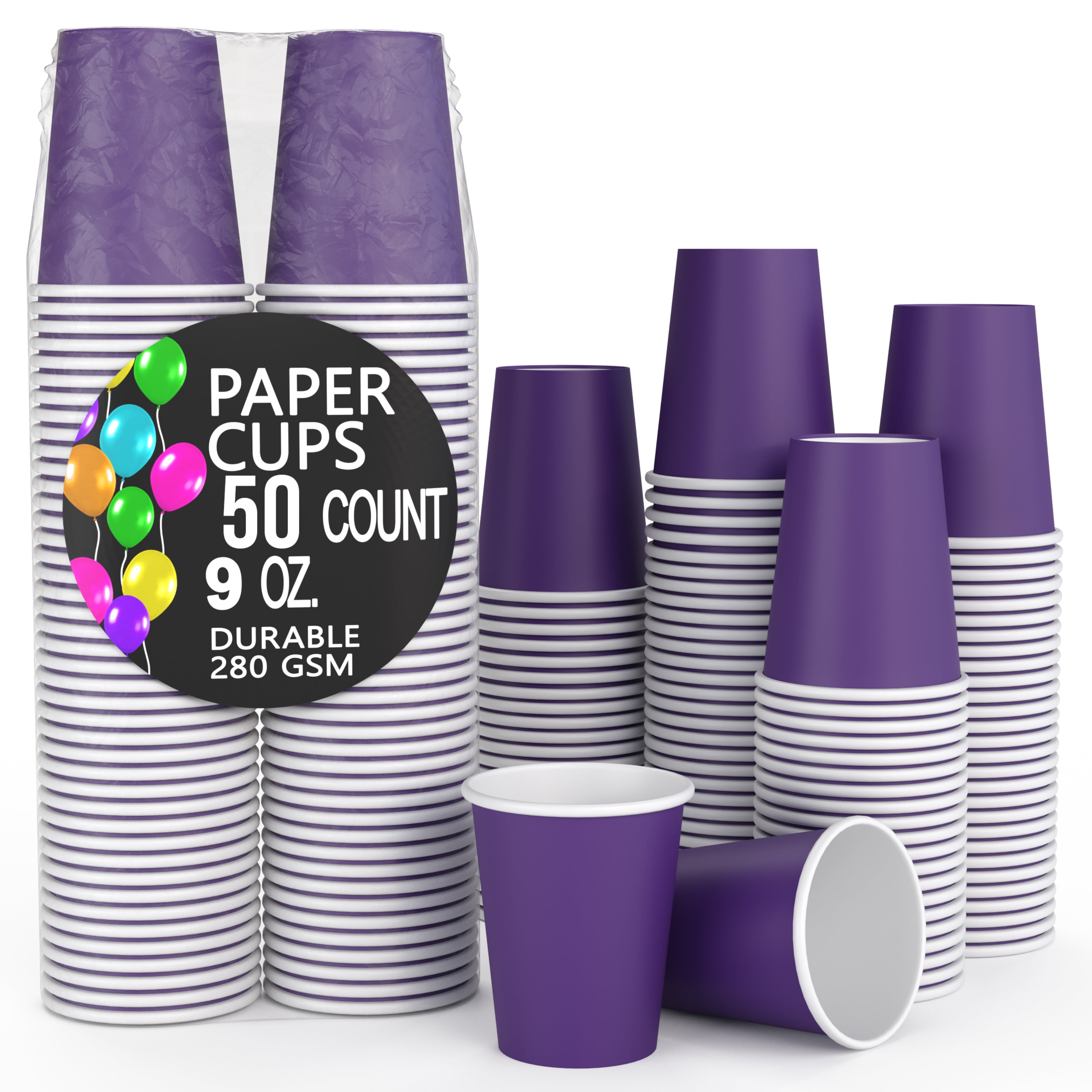 Exquisite 9 oz. Purple Disposable Paper Cups, 50 Count - Walmart.com