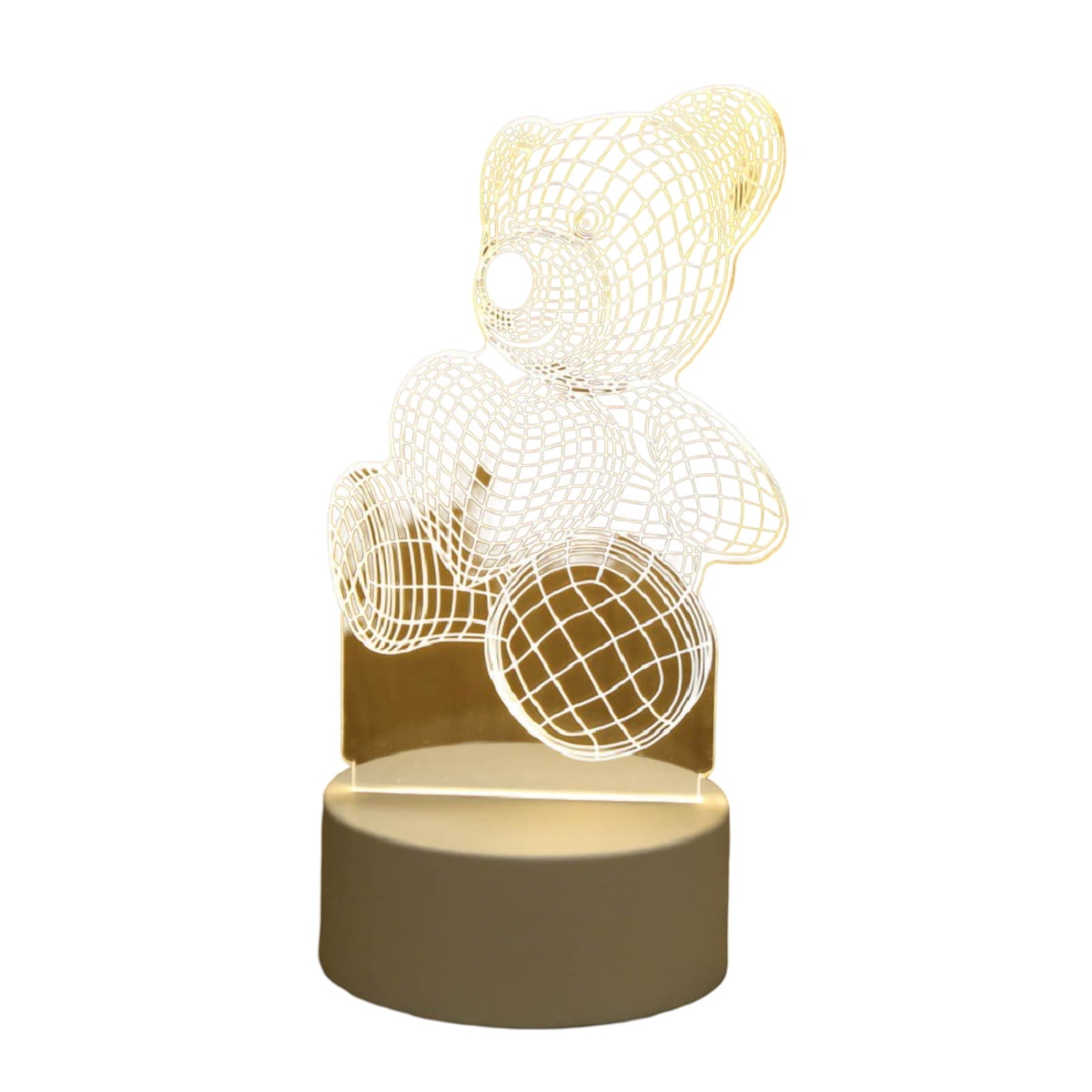 Exquisite Acrylic Bear Night Light, 3D Visual Effect Multicolor Remote ...