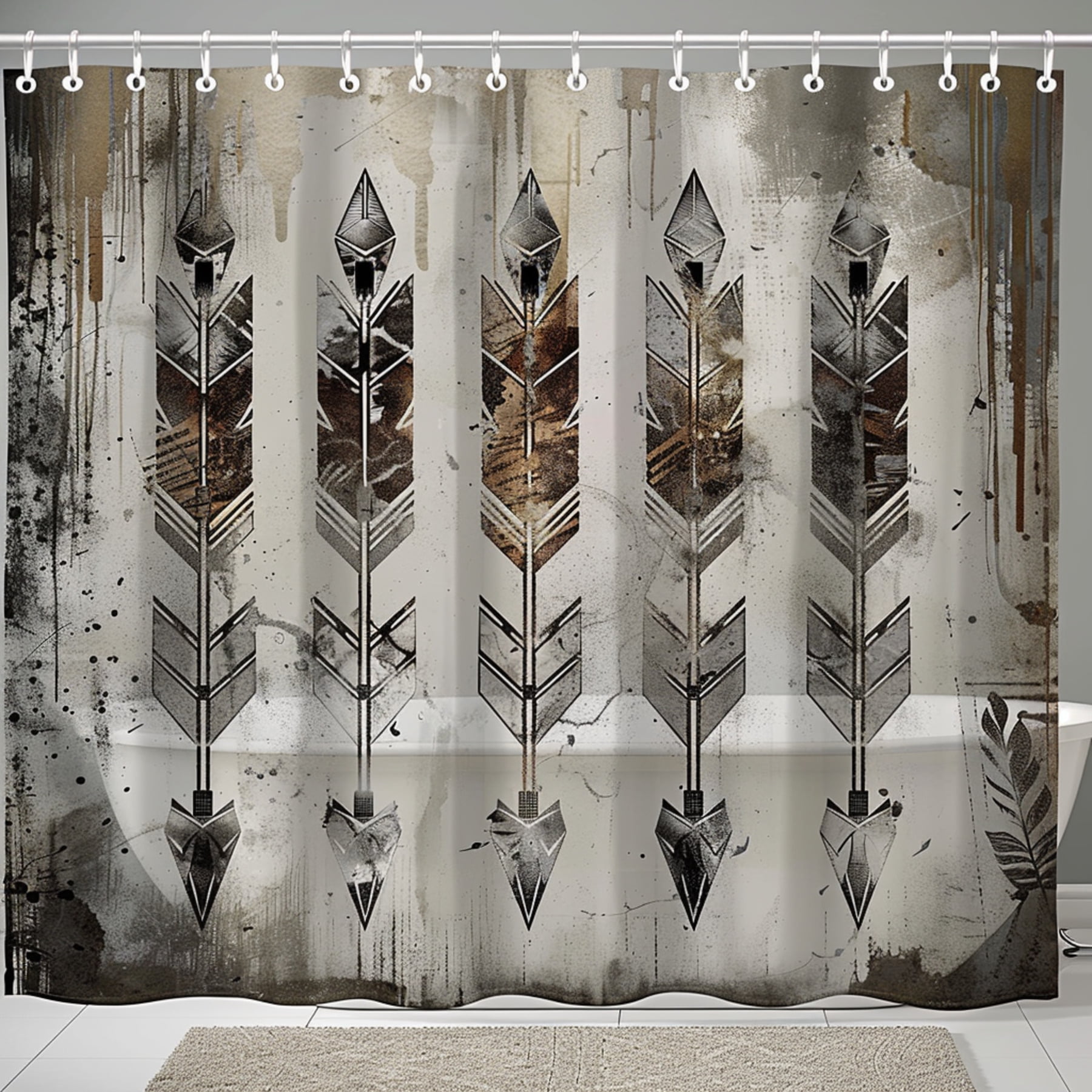 Exquisite Arabic Calligraphy Floral Shower Curtain Elegant Arabic ...