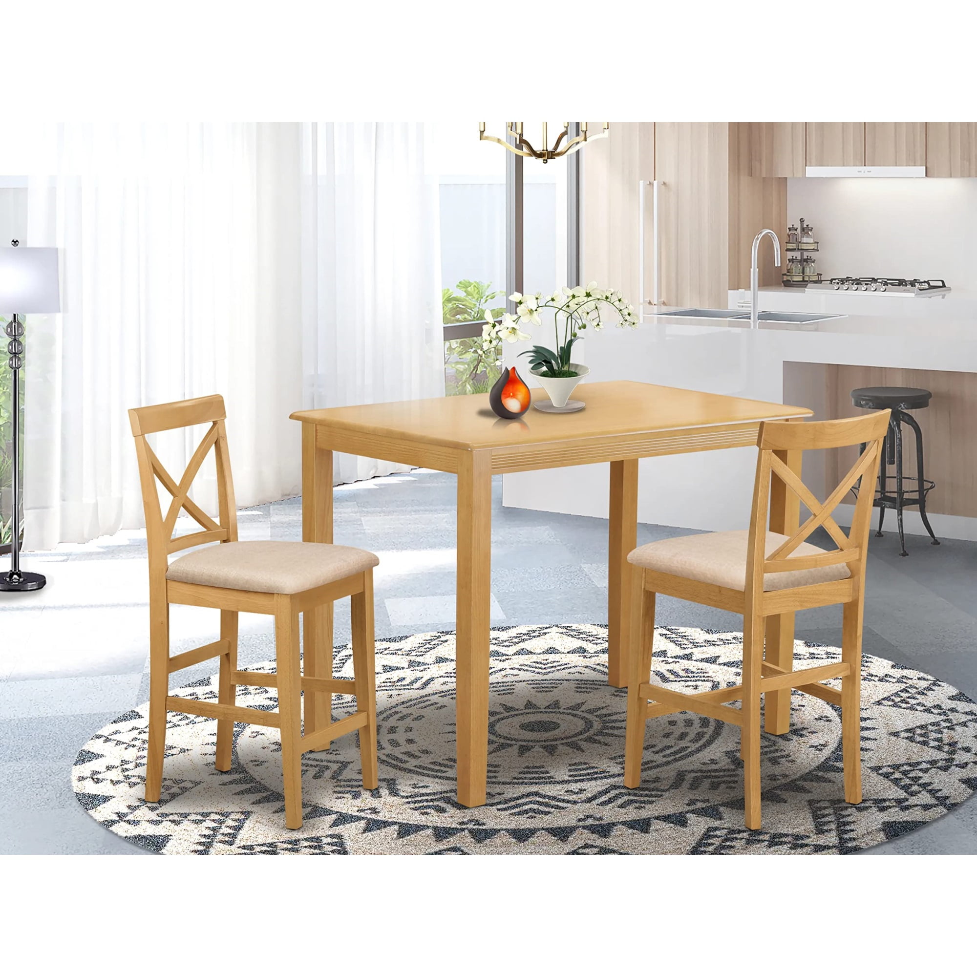 Exquisite Asian Hardwood Counter Height Dining Set - Includes Table and ...