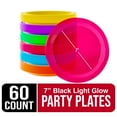 Exquisite Glow Party Plates - 7 Inch. - Neon Colors - 60 count for ...