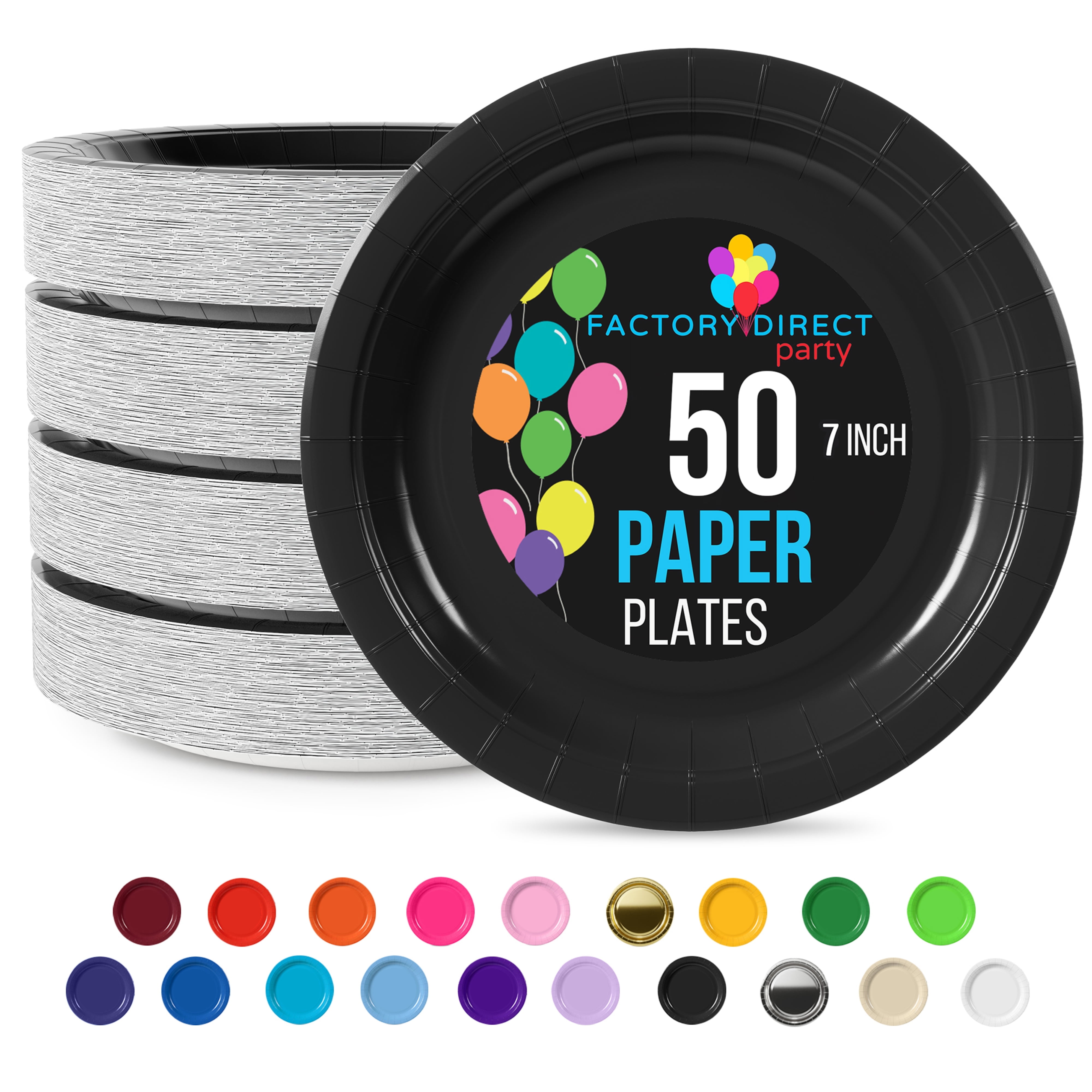 Exquisite Black Paper Plates Disposable 50 Ct - 7 Inch Heavy Duty 350 ...