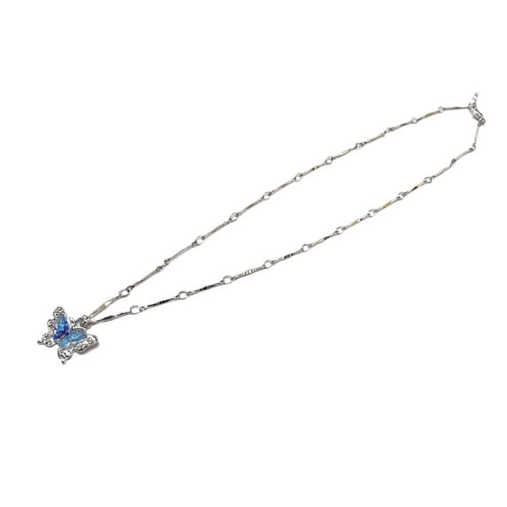 Exquisite Blue Crystal Butterfly Pendant Necklace Accessories ...