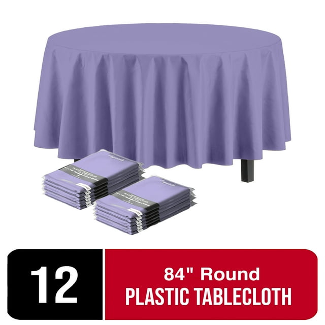 Exquisite Bulk Premium Plastic Disposable 84 inch Round Tablecloth, 12 ...