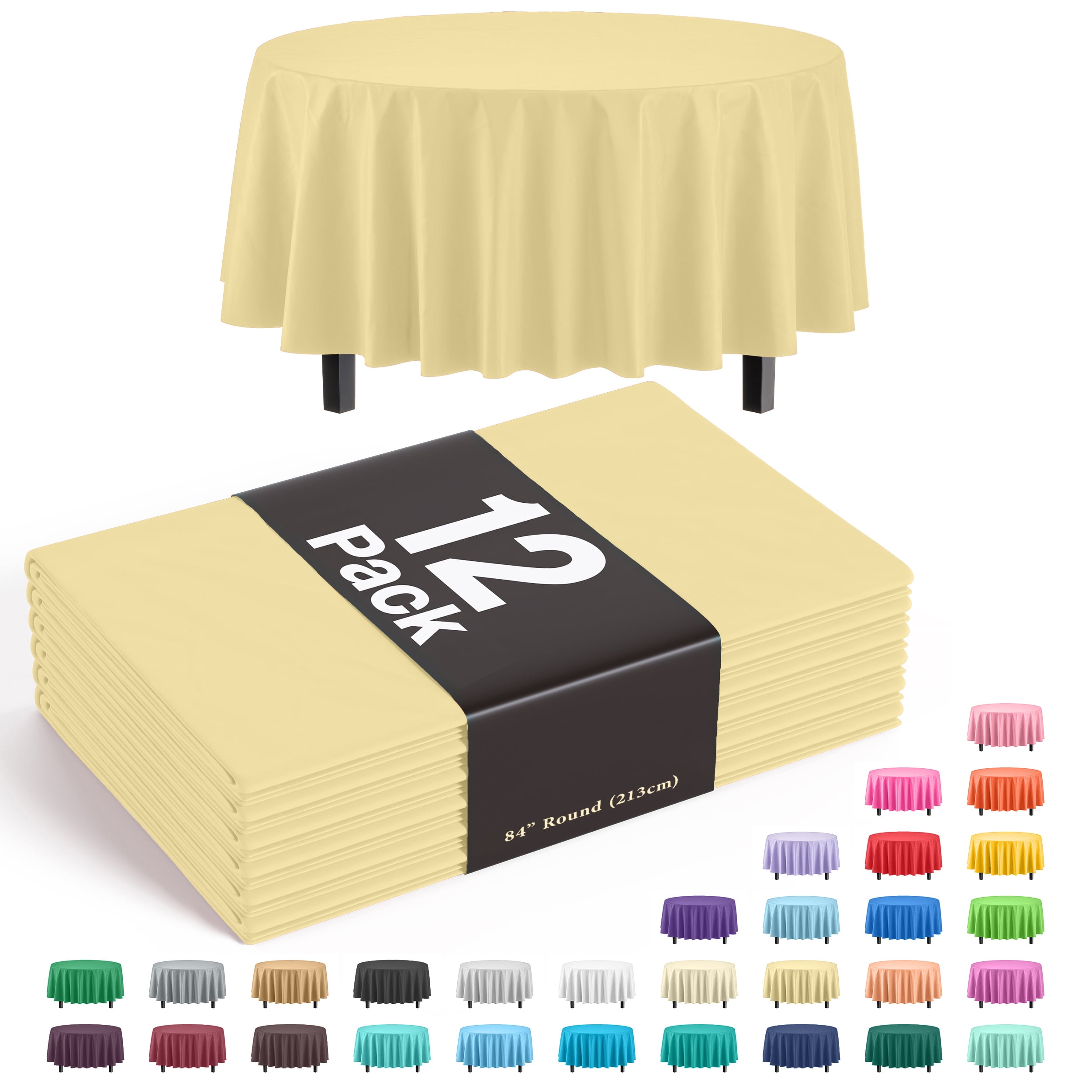 Exquisite Bulk Premium Plastic Disposable 84 inch Round Tablecloth, 12 ...