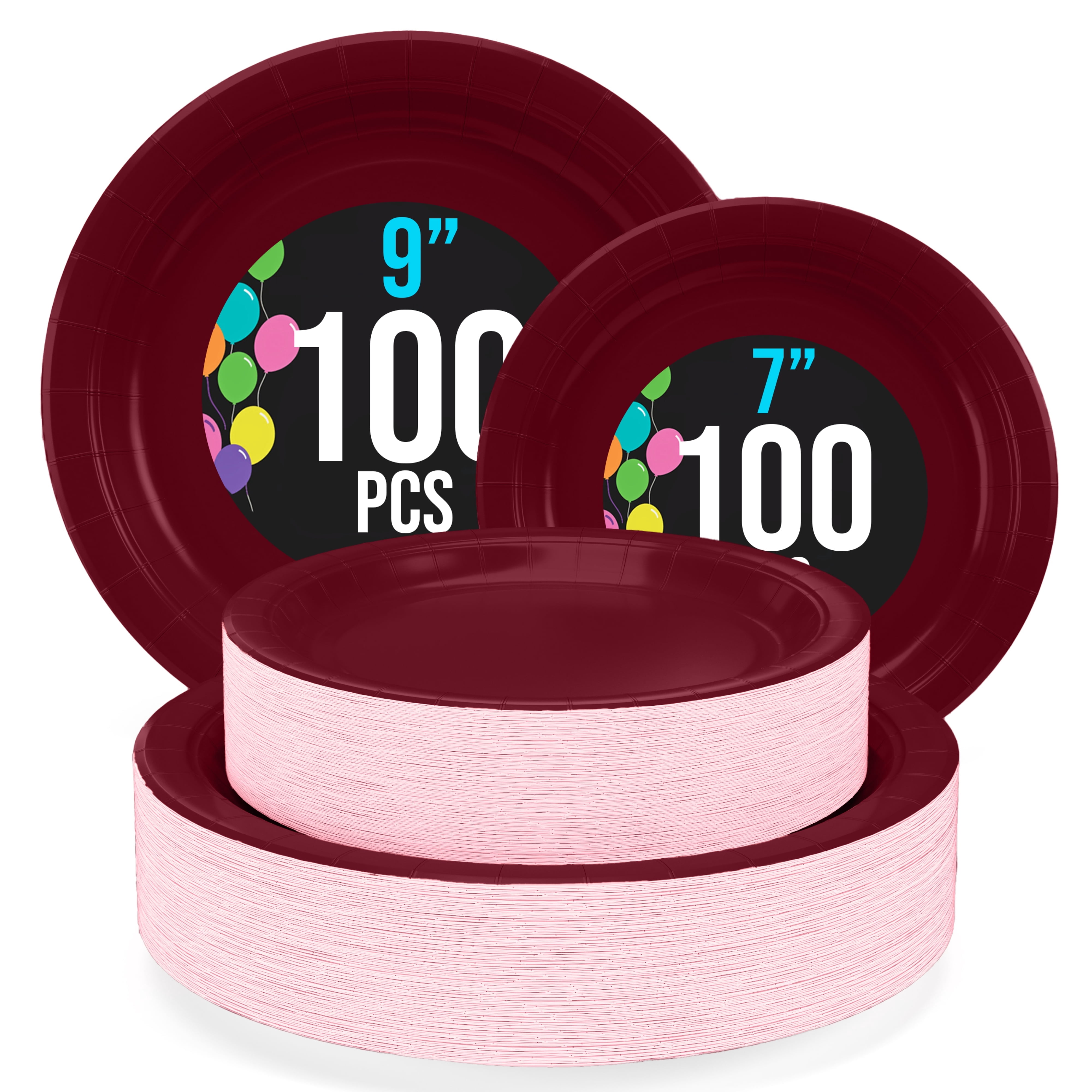 Exquisite Burgundy 7 and 9 Inch Sustainable Party Disposable Paper ...