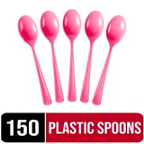 Exquisite Cerise Disposable Spoons - Hot Pink Plastic Spoons - 150 ...