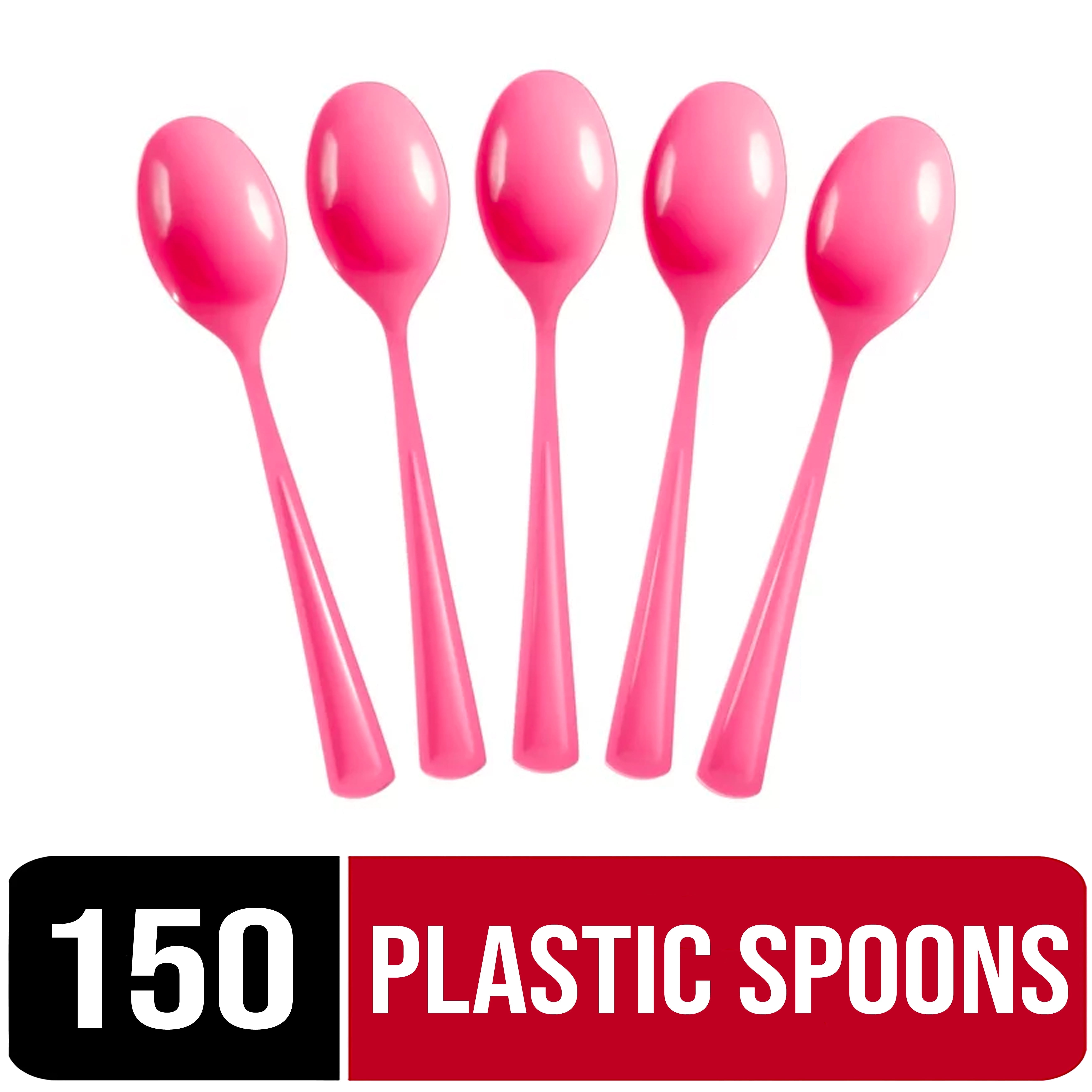 Exquisite Cerise Disposable Spoons - Hot Pink Plastic Spoons - 150 ...