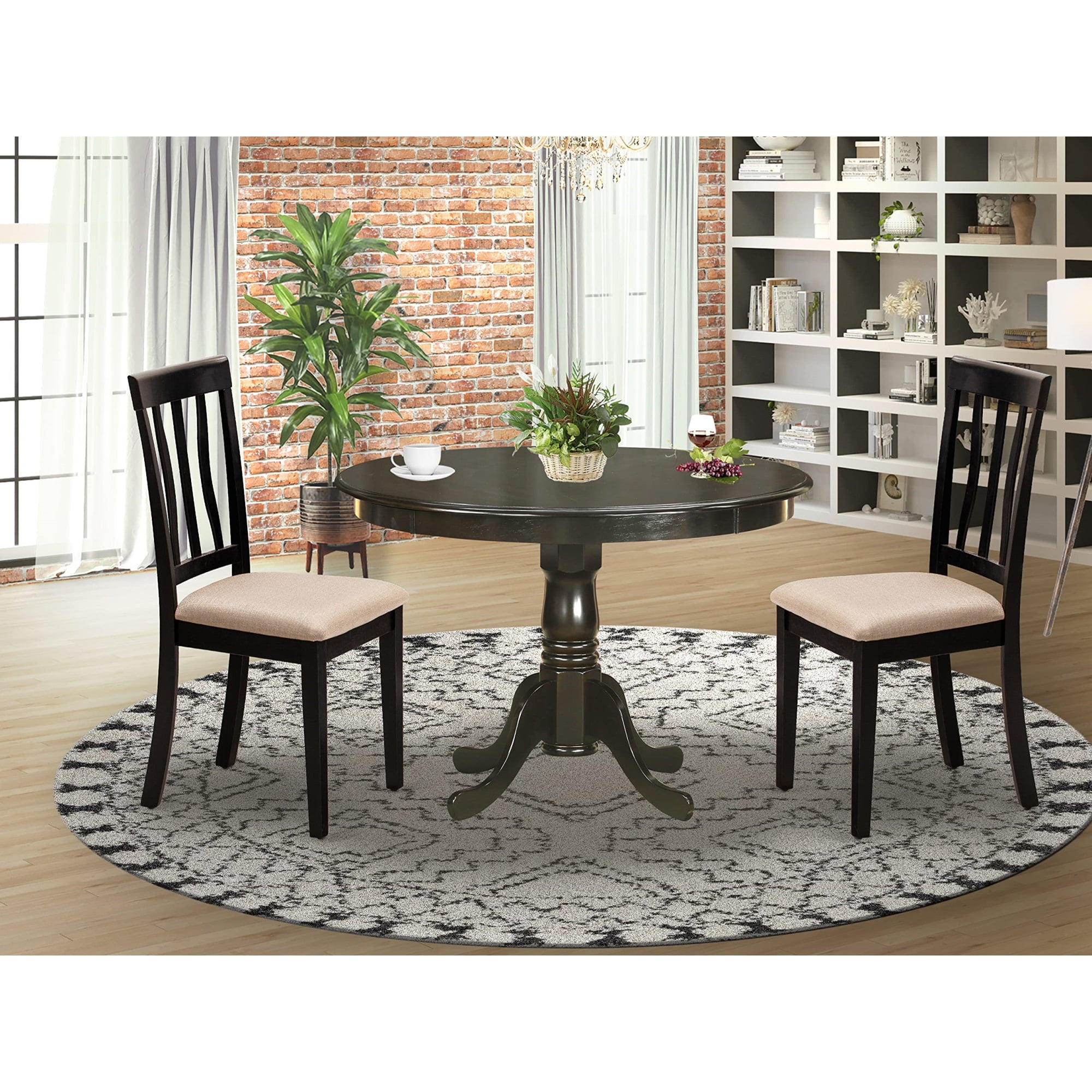 Exquisite Circular Kitchen Dinette Set - Dark Polished Elements, 42 ...