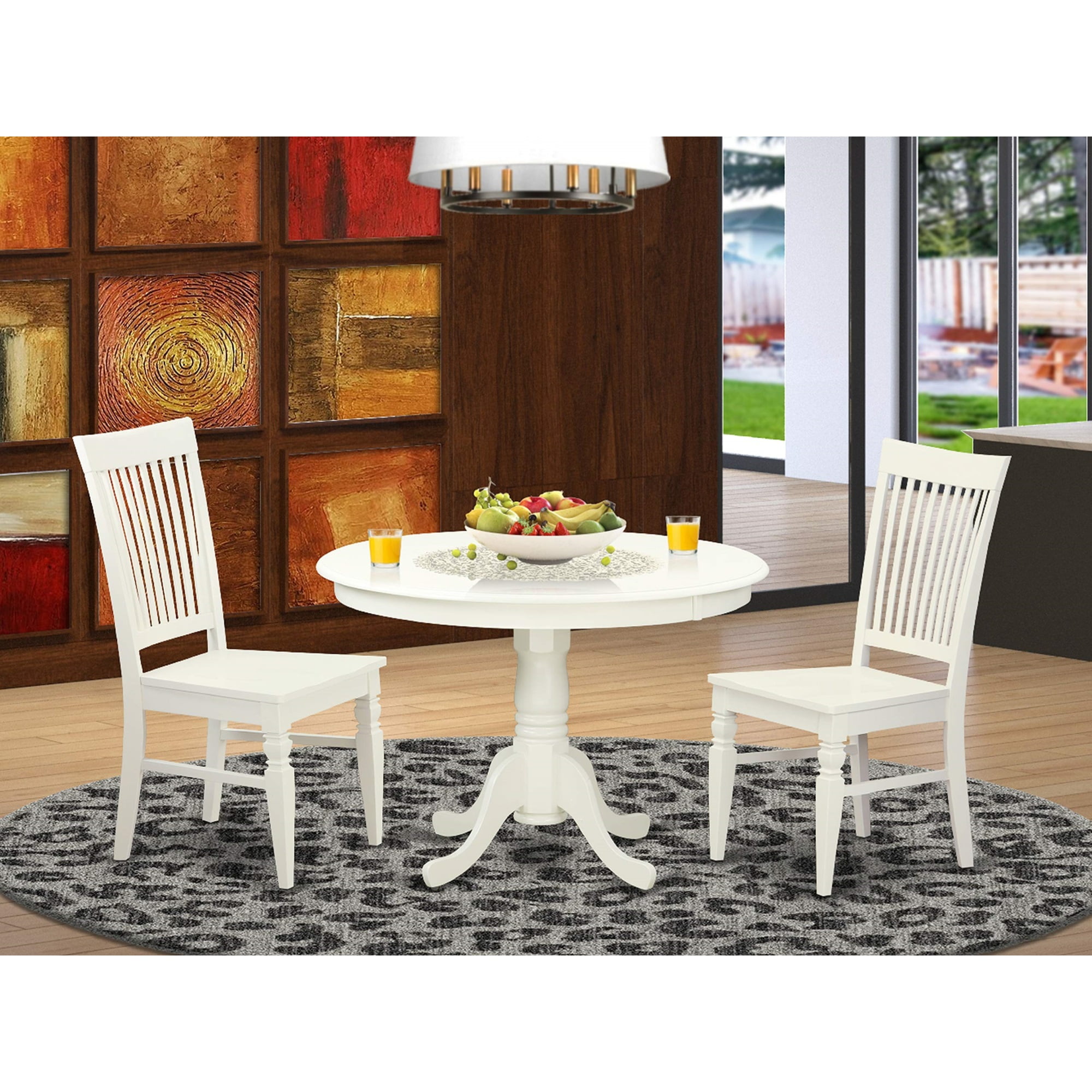 Exquisite Circular Small Dinette Set - 42 Round Table & 2 Chairs in ...