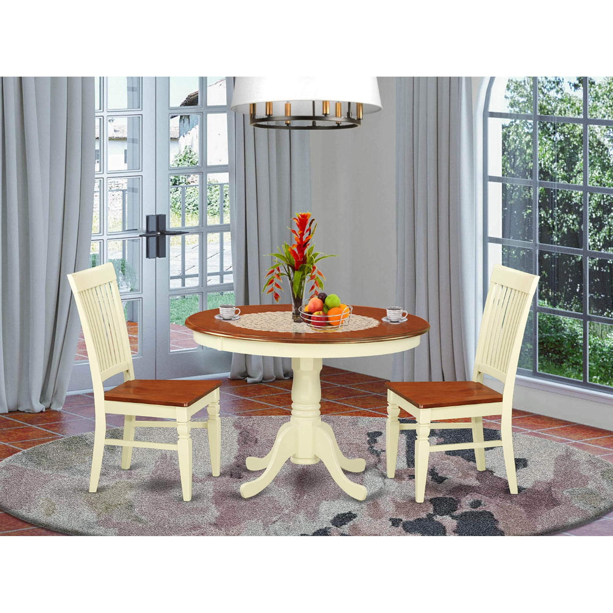 Exquisite Circular Small Dinette Set | 42" Round Table | 2 Dining ...