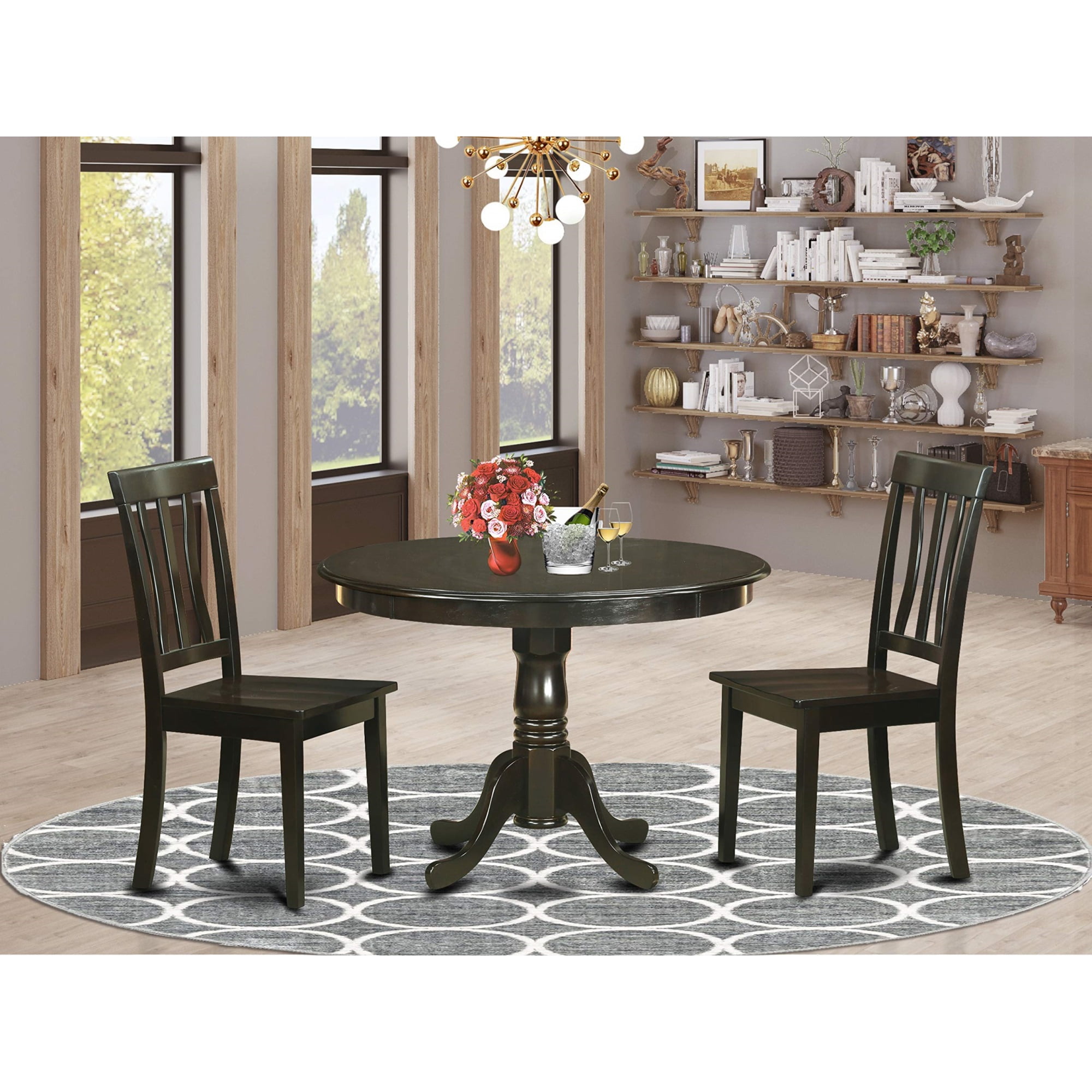 Exquisite Circular Small Dinette Set with Sleek Dark Angles - 42 Round ...