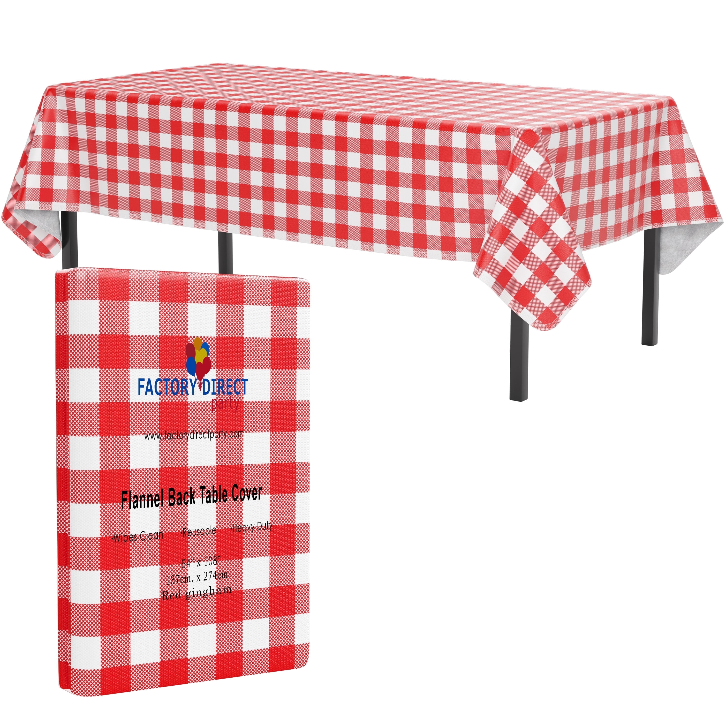 Exquisite Classic Red Gingham Vinyl Plastic, Flannel Tablecloths - 54 x ...
