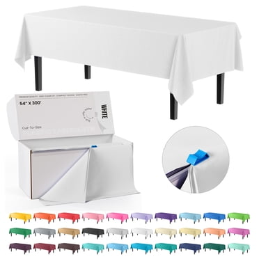 White Plastic Lined Paper Party Tablecloth, 108 x 54in - Walmart.com