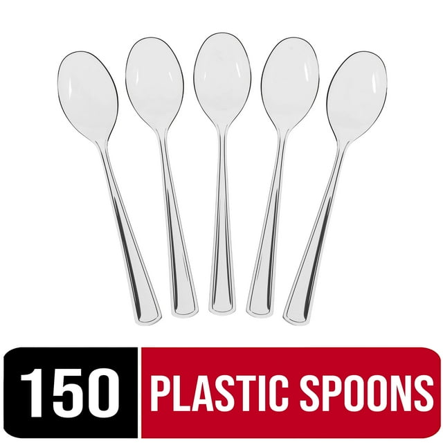 Exquisite Clear Disposable Spoons - Clear Plastic Spoons - 150 Count ...